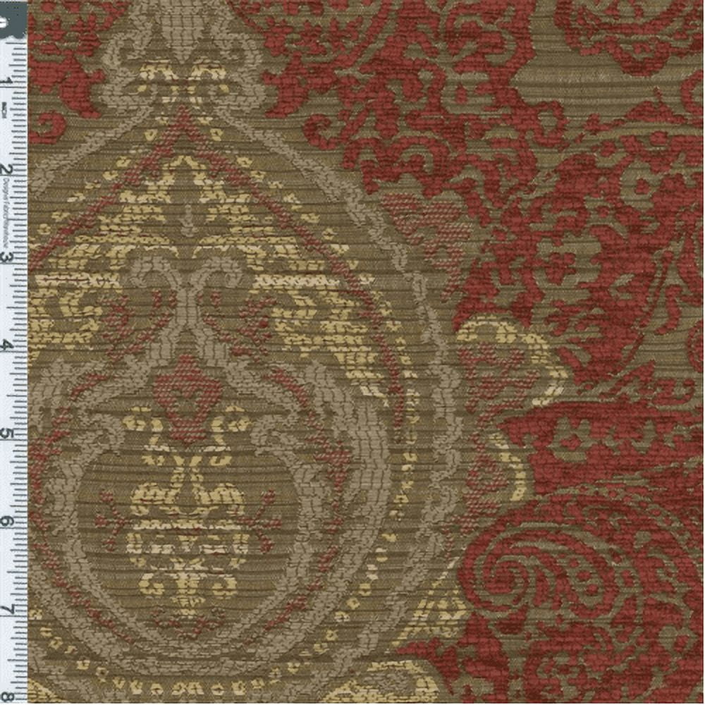 Spice/Sage Persian Paisley Chenille Upholstery Fabric, Fabric Sold By ...