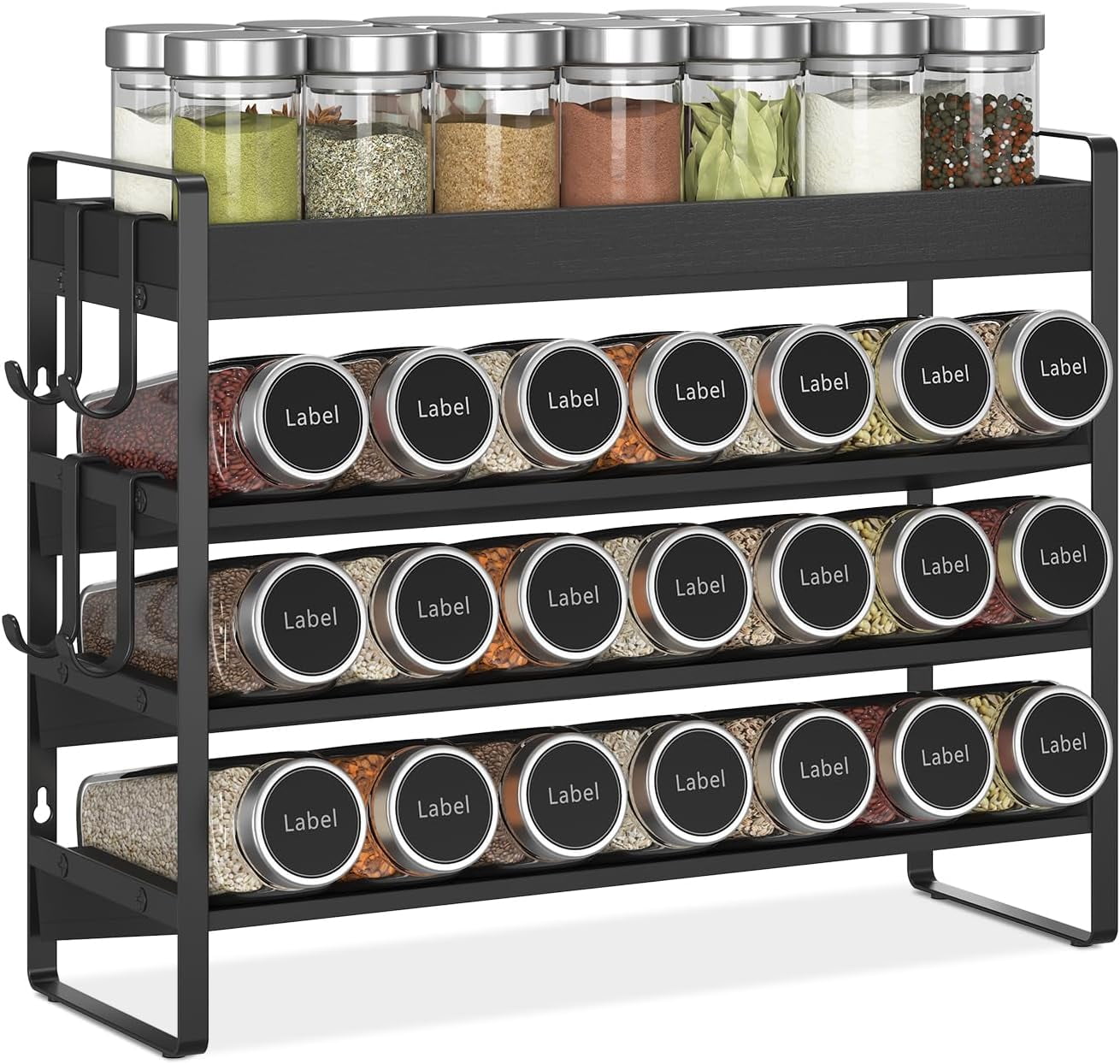 Spice Seasoning Rack Organizer Kitchen Countertop, 4 Tier Bamboo Spice ...