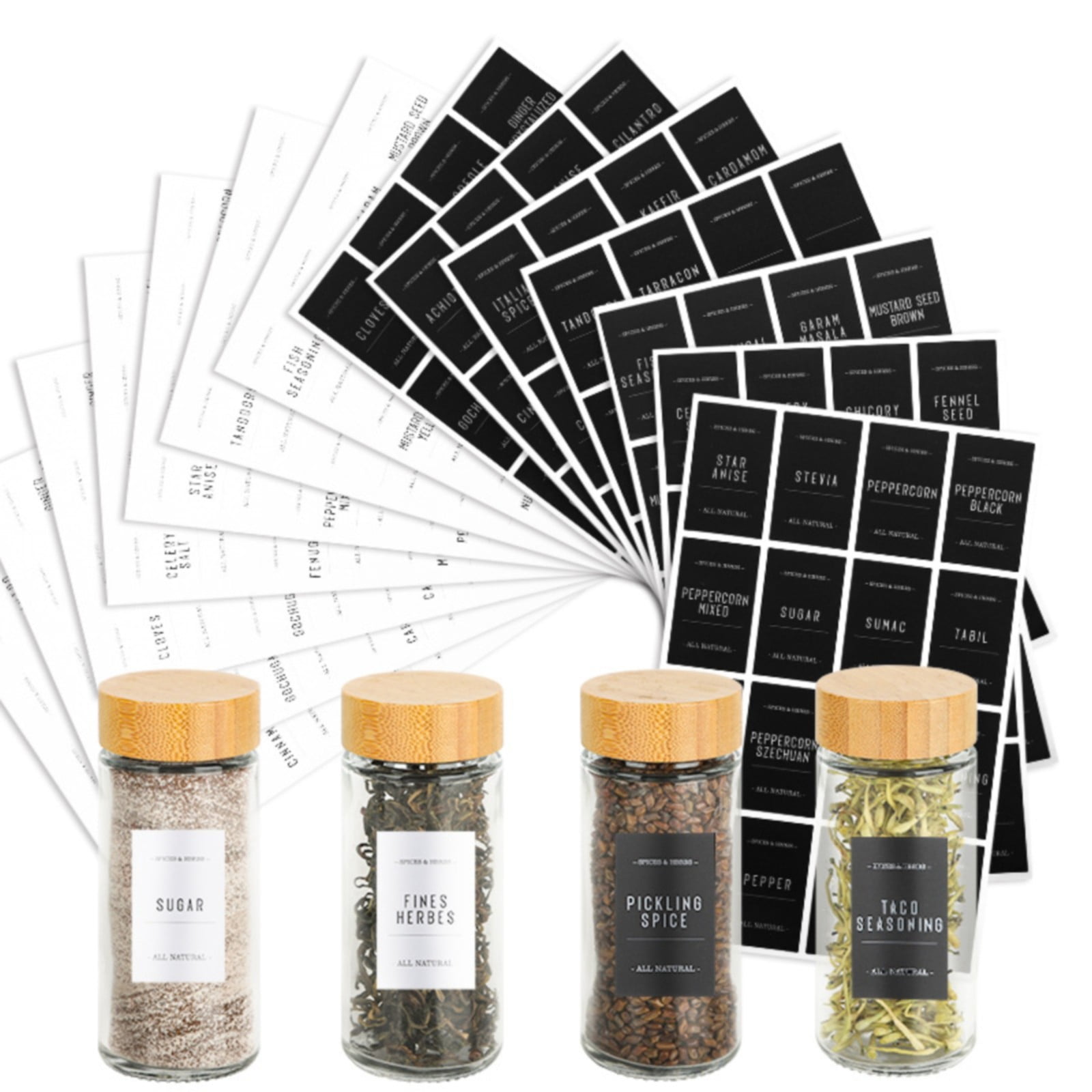 Spice Storage Box Label Black - English Labels Kitchen Storage ...
