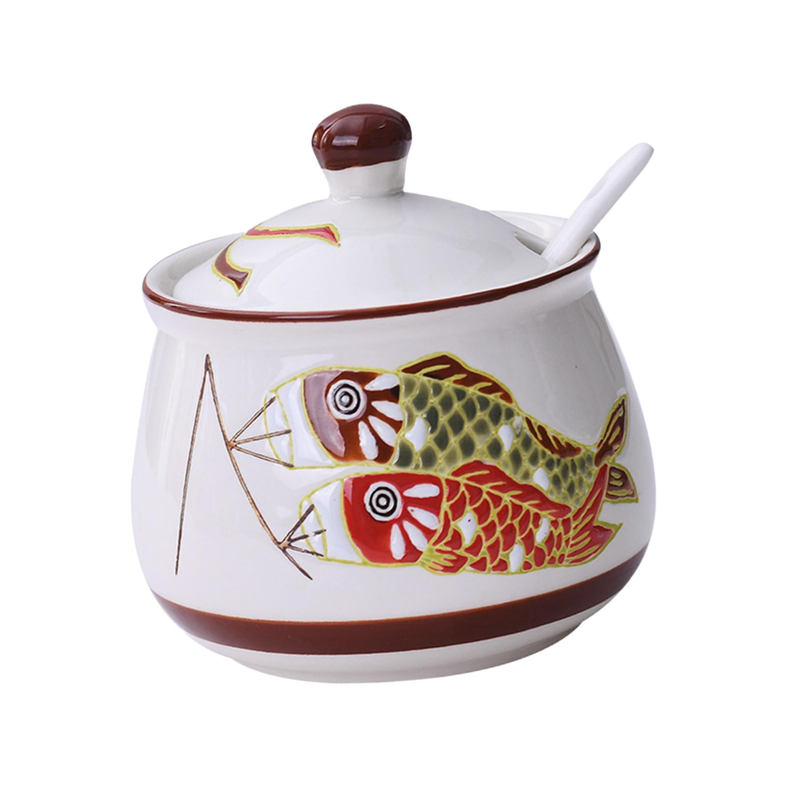Spice Storage Container, Salts Container, Ceramic Condiment Pot ...