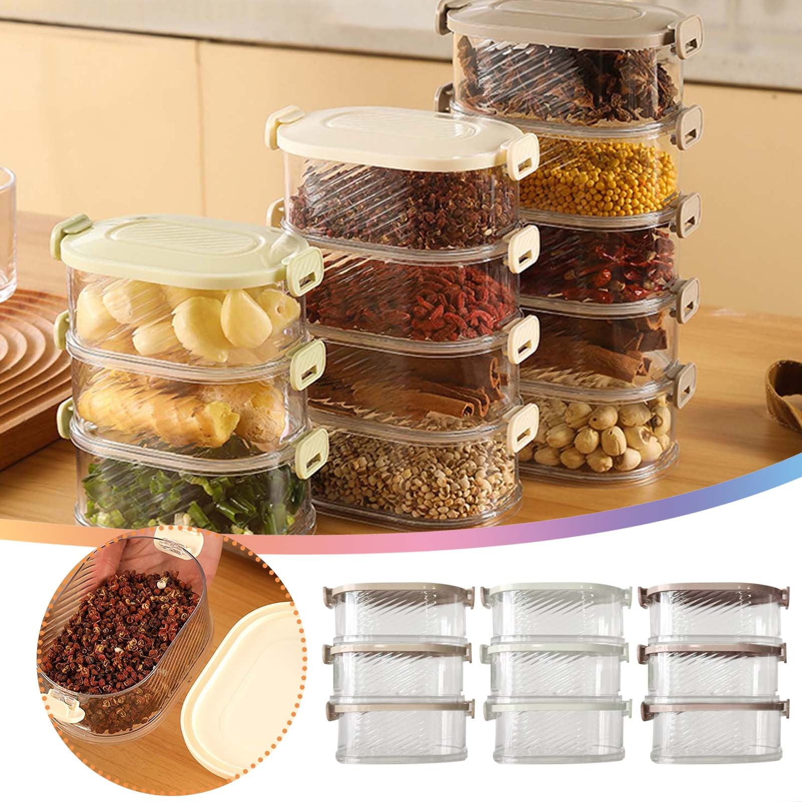 Spice Storage Container Seasoning Canister Box Airtight Kitchen ...