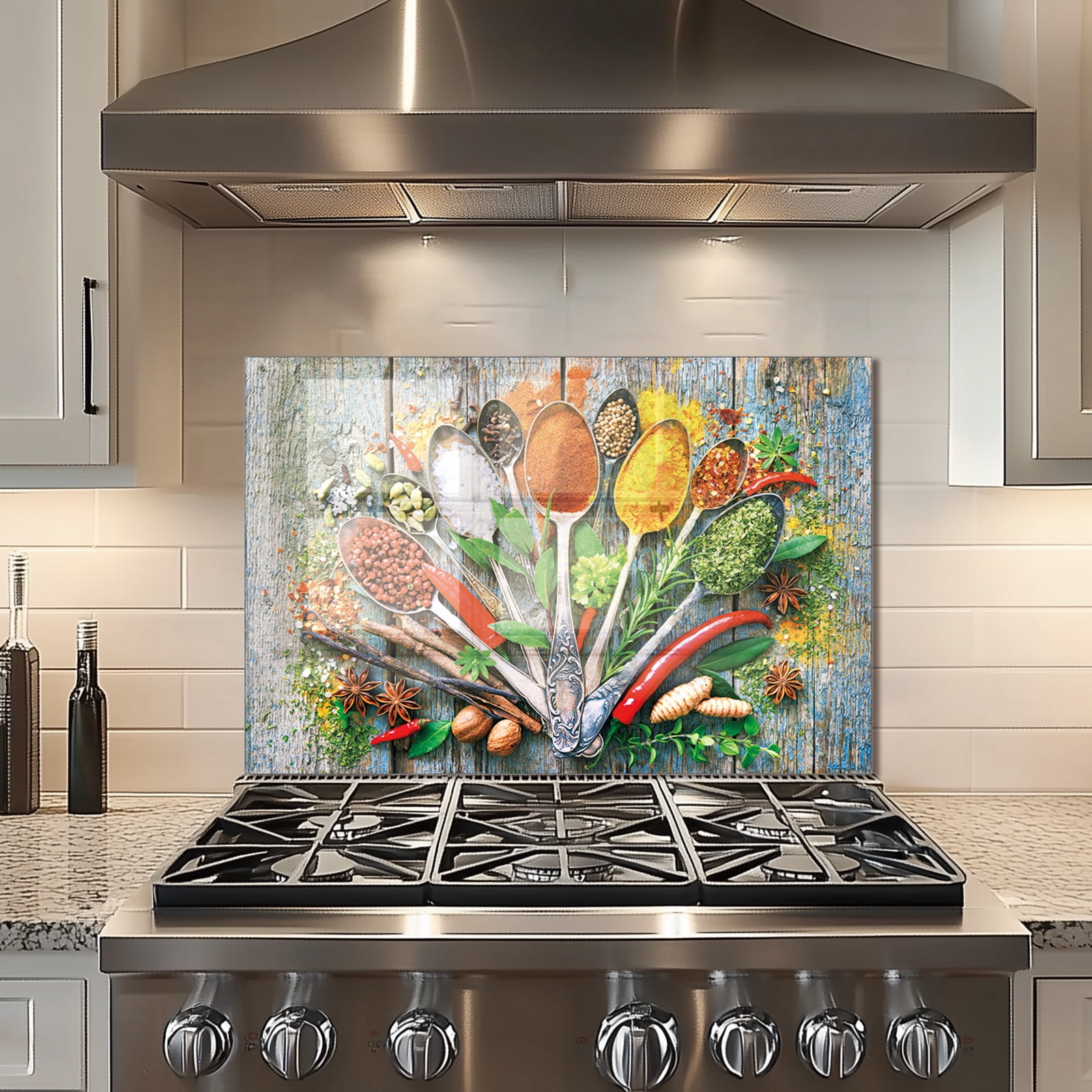 Spice Tempered Glass Backsplash For Kitchen Behind Stove,Stove Back Top ...