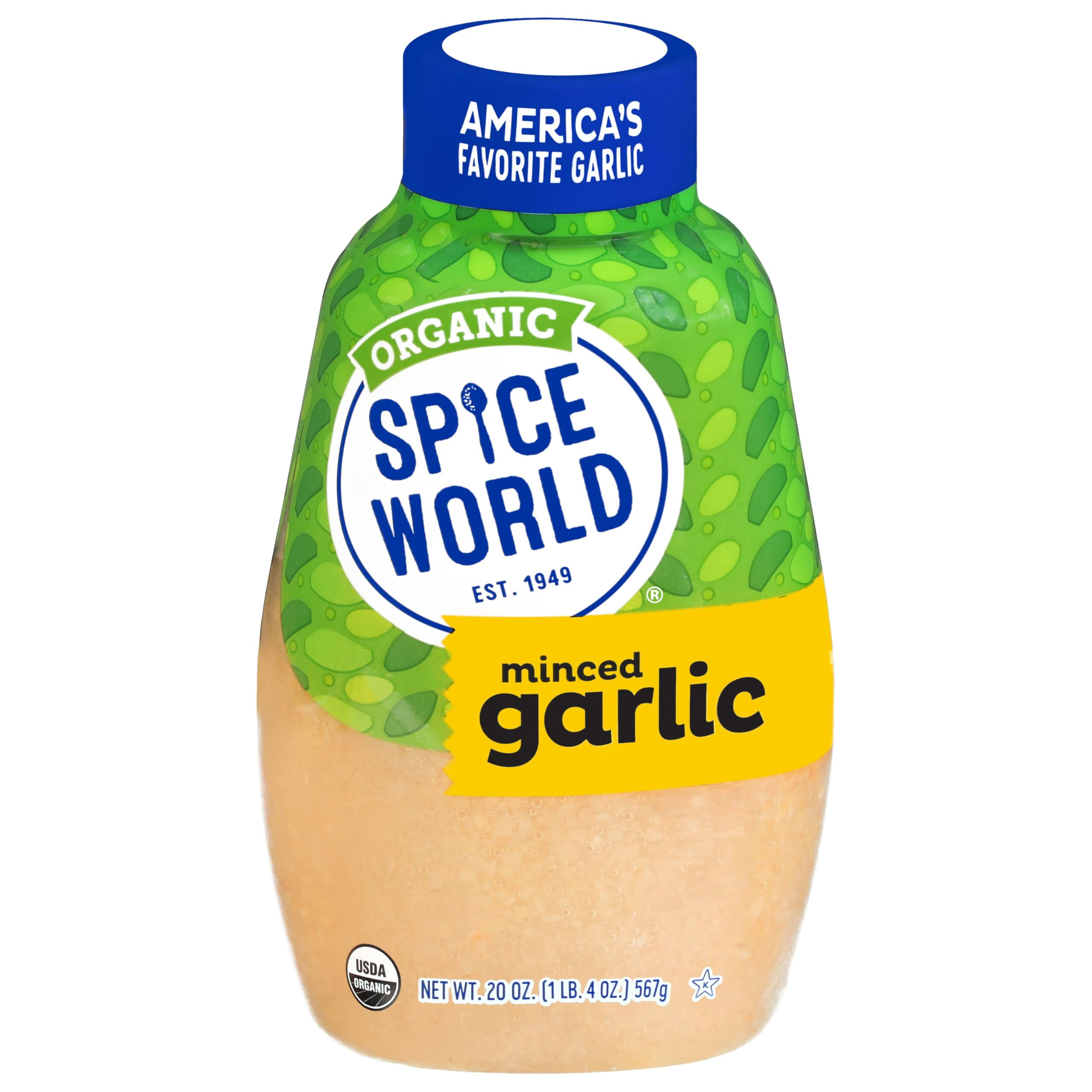 Spice World Squeezable Organic Minced MDA05 Garlic - Value 20oz USDA ...