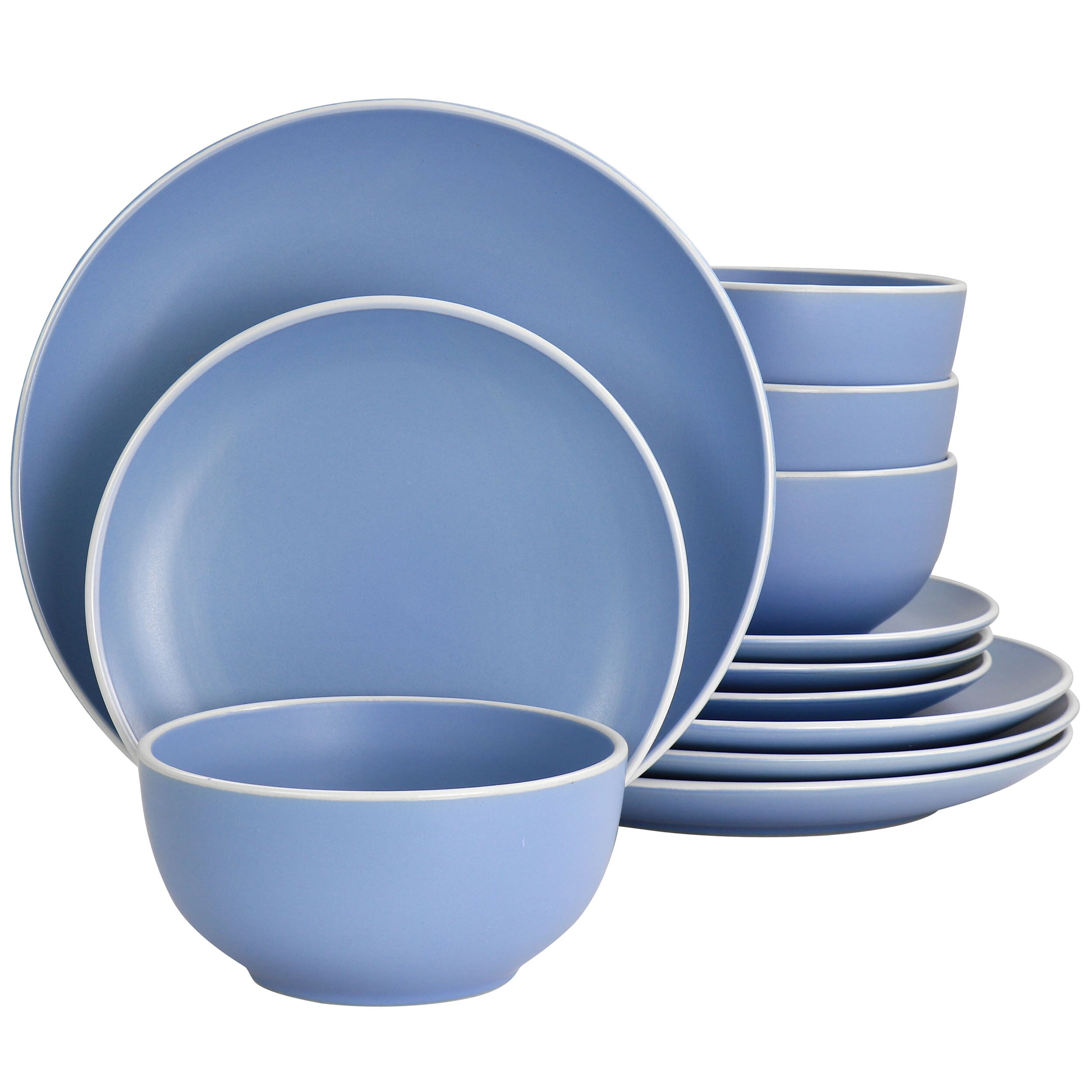 Spice by Tia Mowry Creamy Tahini 12 Piece Dinnerware Set in Matte Blue ...