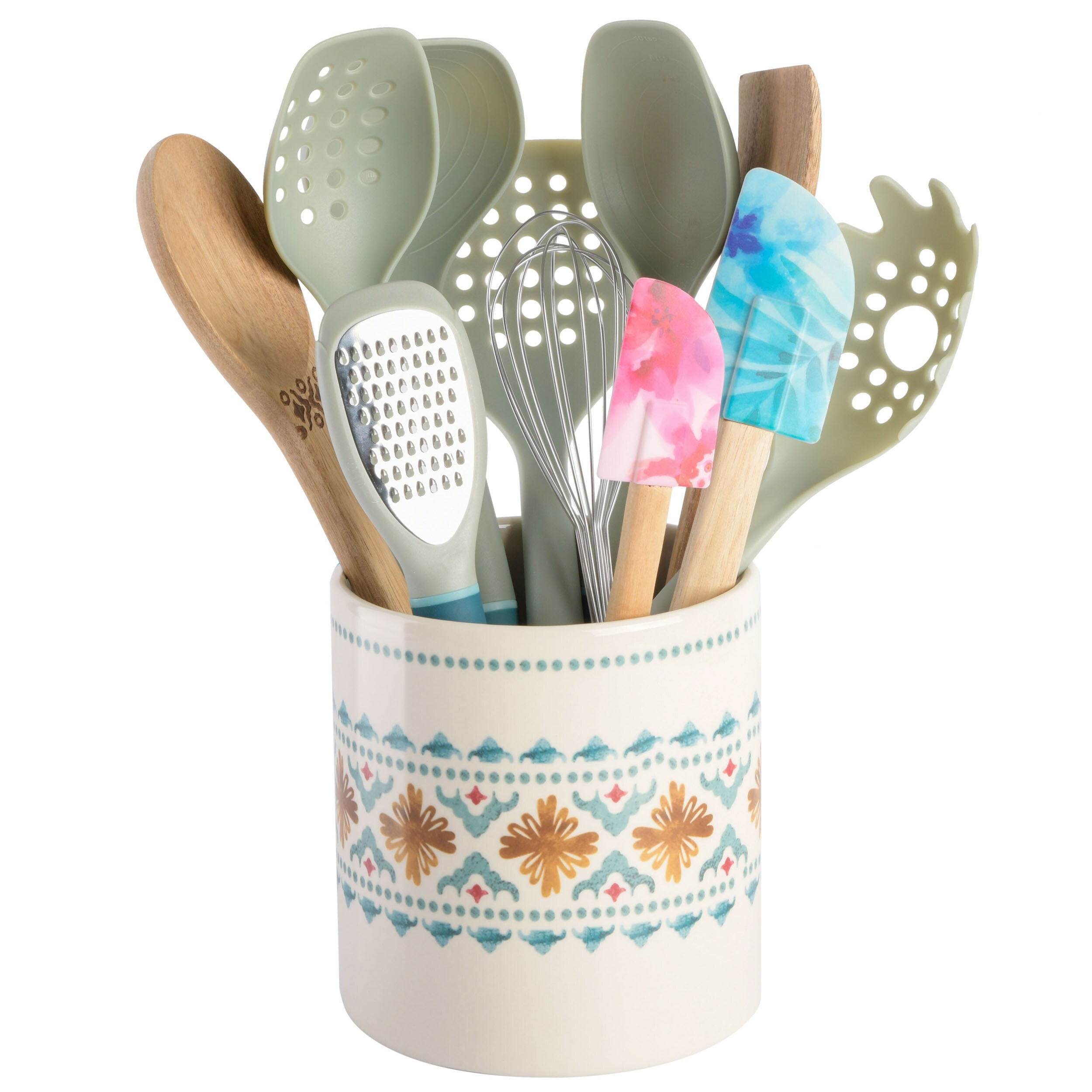 Spice by Tia Mowry Savory Saffron 12Pc Kitchen Tool Set with Crock ...