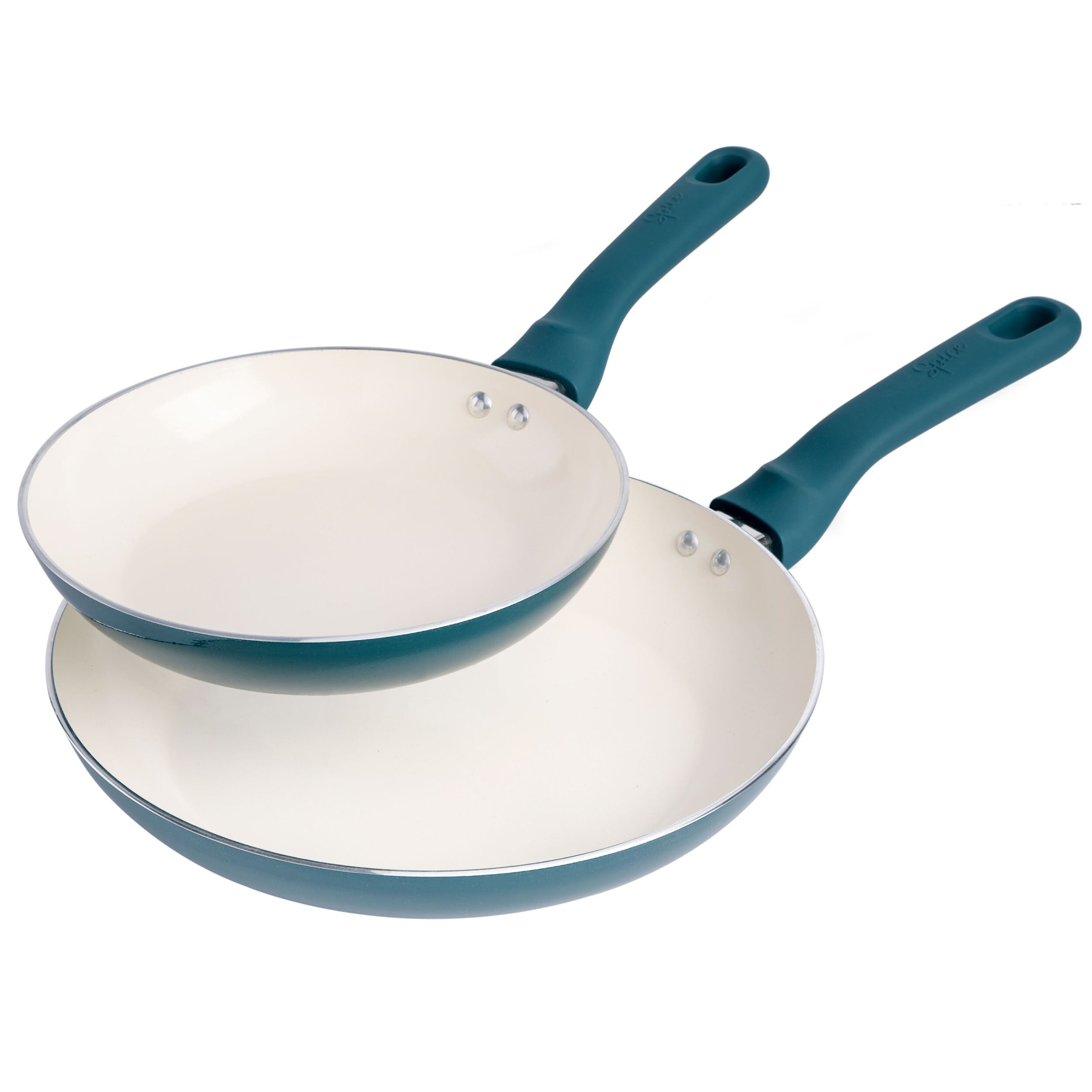 Spice by Tia Mowry Savory Saffron 2 Pc Aluminum Frying Pan Set in Teal ...