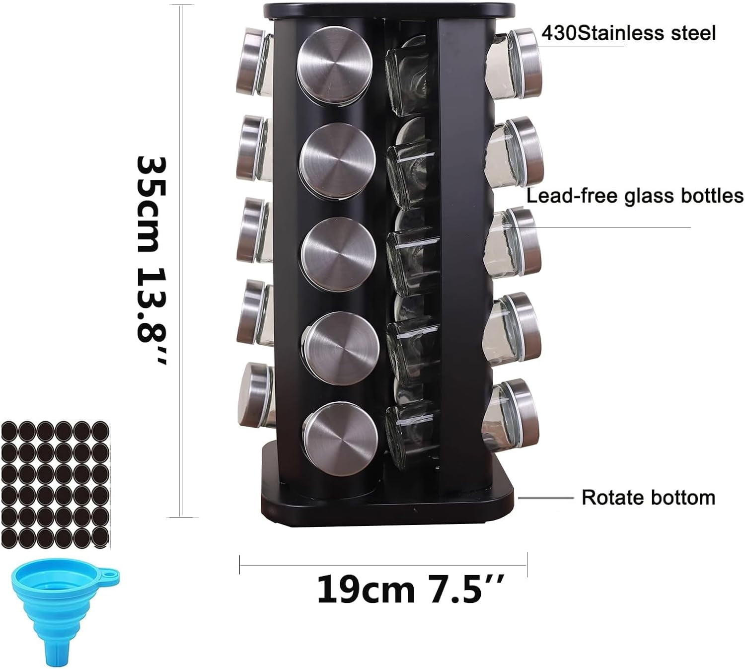 Spice rack-Revolving Spice Rack Set, Kitchen Spice Tower Organizer for ...