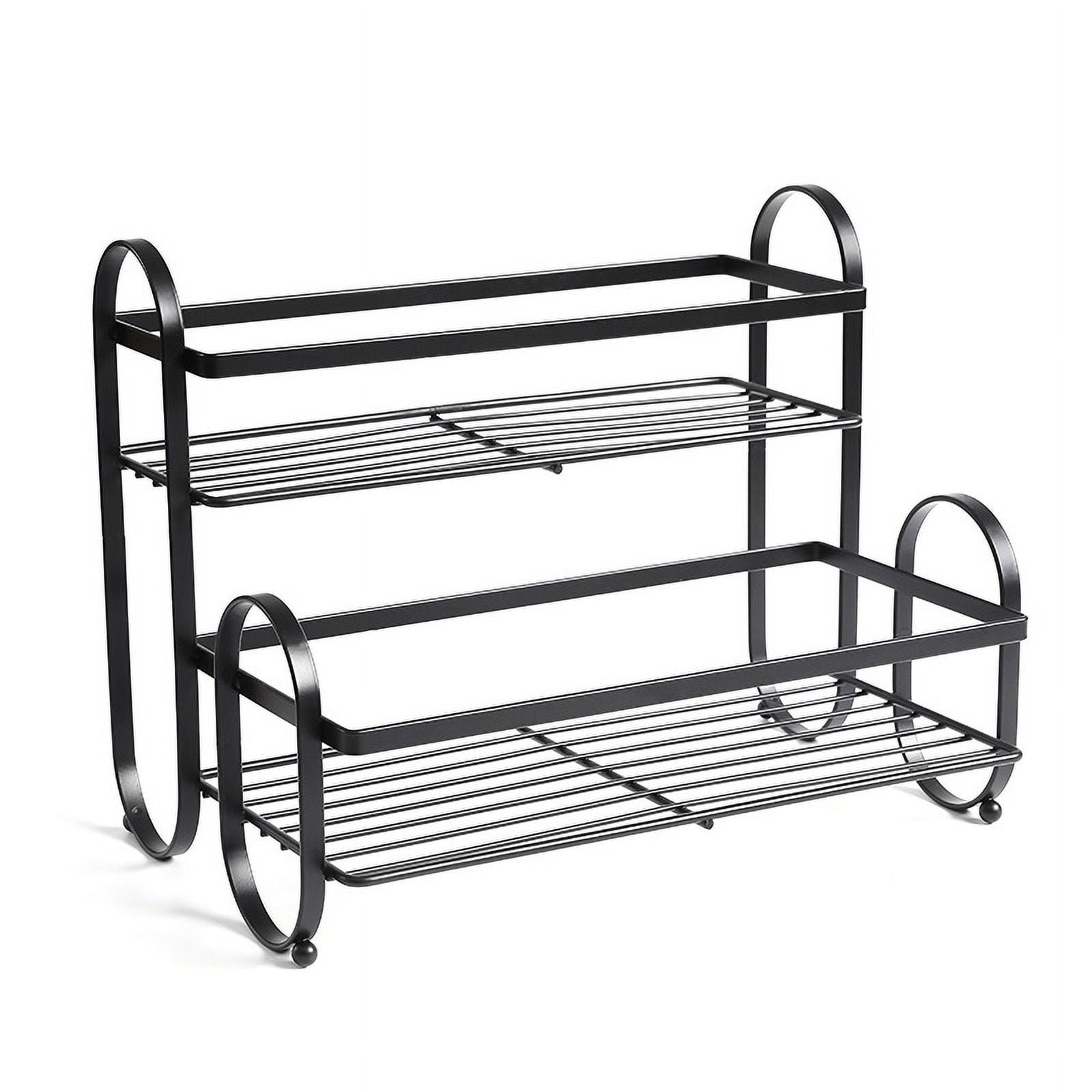 Spice rack with spice jars - 3 tier metal shelf - kitchen organizer set ...