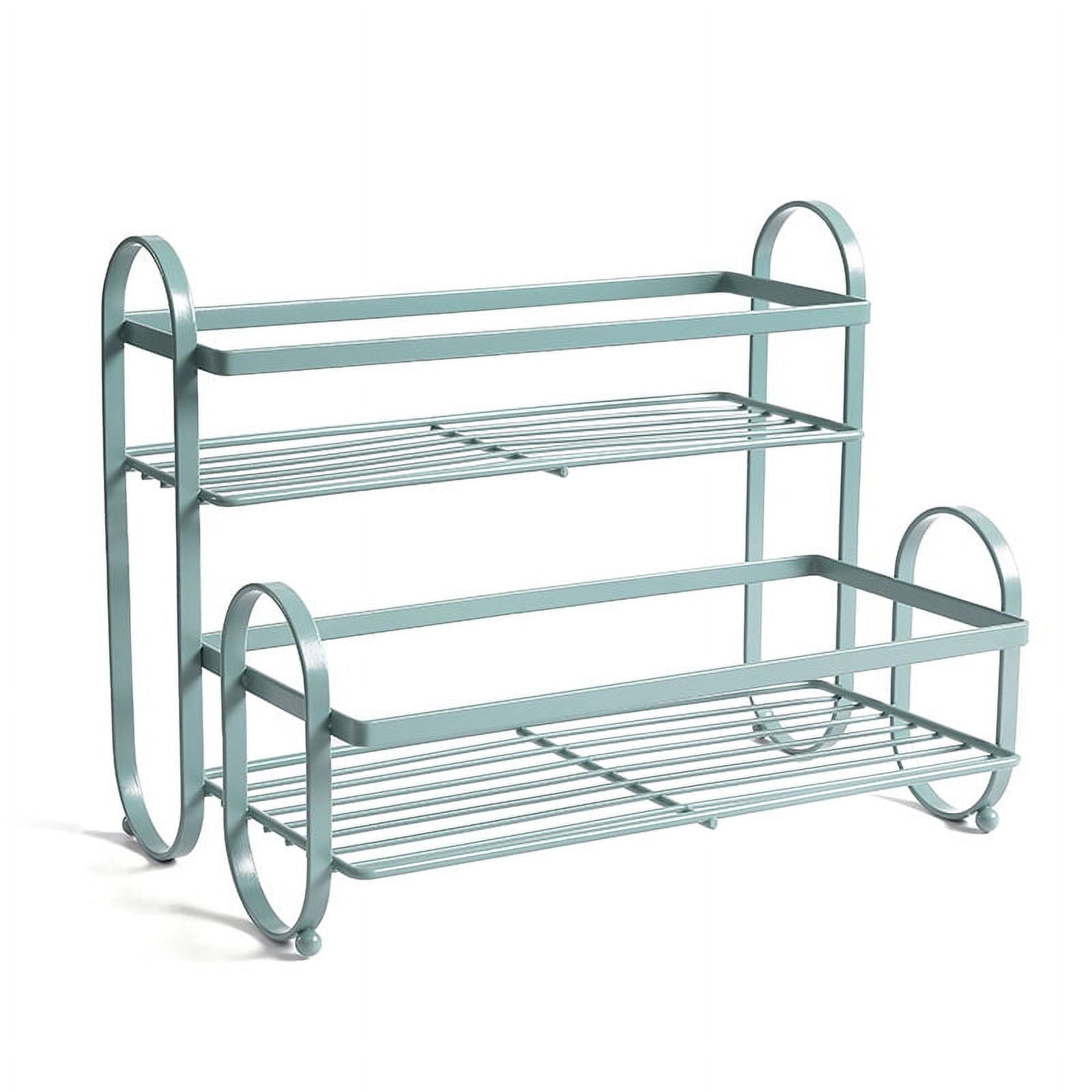 Spice rack with spice jars - 3 tier metal shelf - kitchen organizer set ...