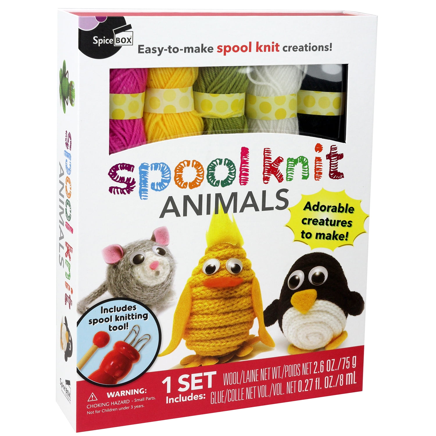 SpiceBox Children's Activity Kits Make & Play Spool Knit Animals, Craft ...