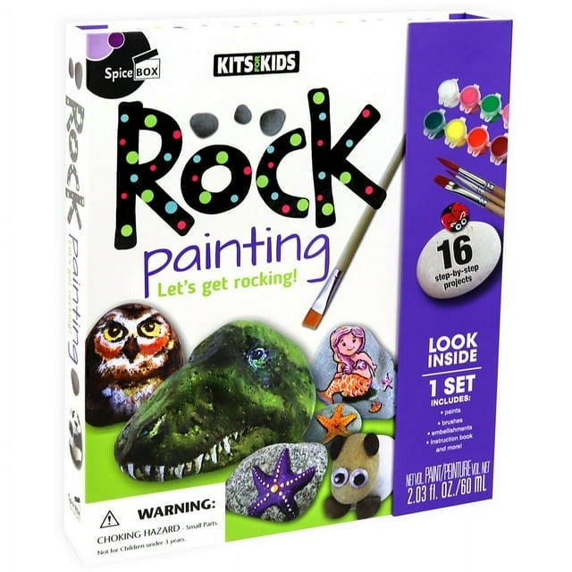 SpiceBox Children's Activity Kits for Kids Rock Painting , 16 Rocky ...