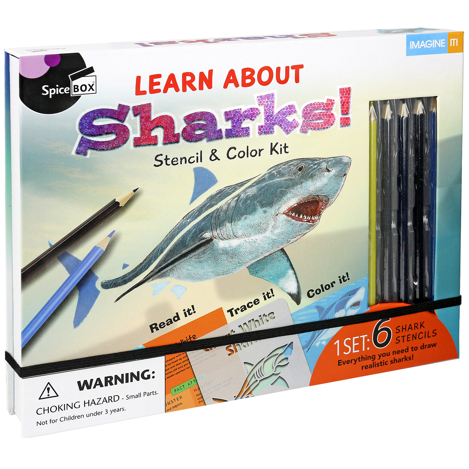 Spicebox Activity Crafts Set: Learn & Draw Sharks Art Kit, 6 Projects ...