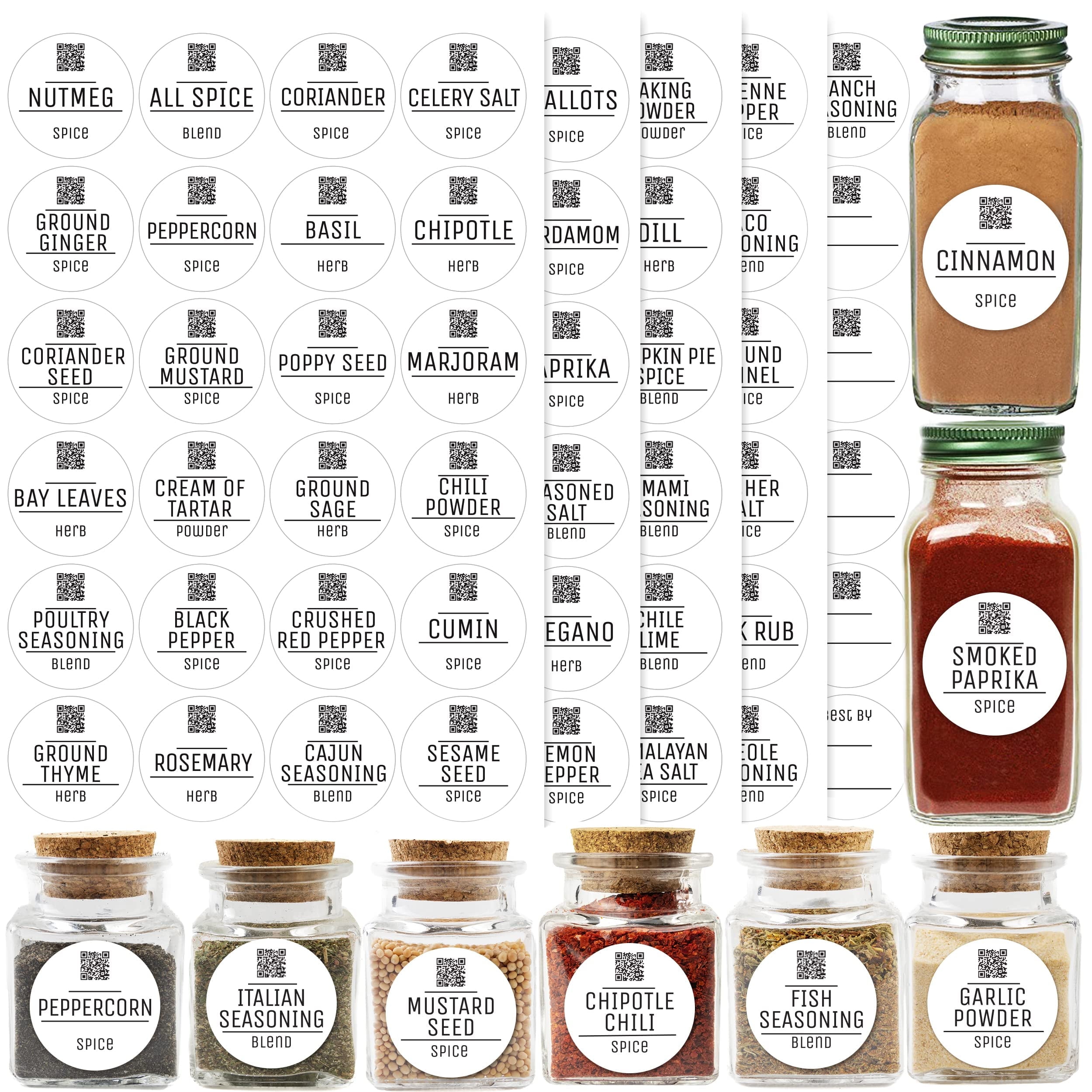 Spices Jar Labels Preprinted - 120 pcs Minimalist Spice Labels Stickers ...