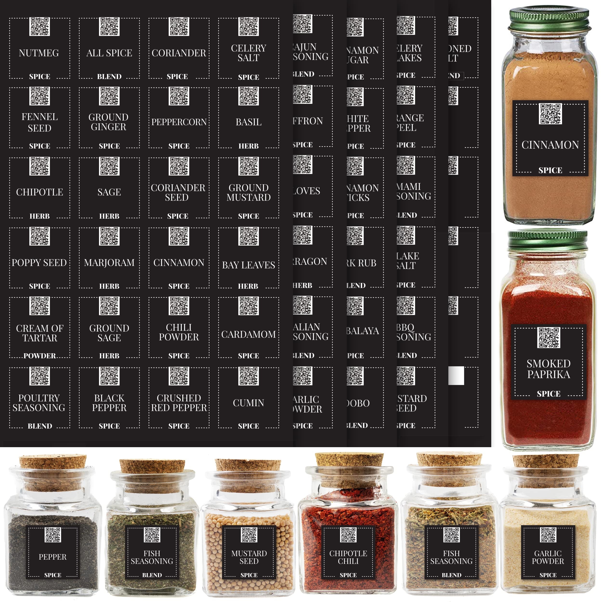 Spices Jar Labels Preprinted - 120 pcs Minimalist Spice Labels Stickers ...