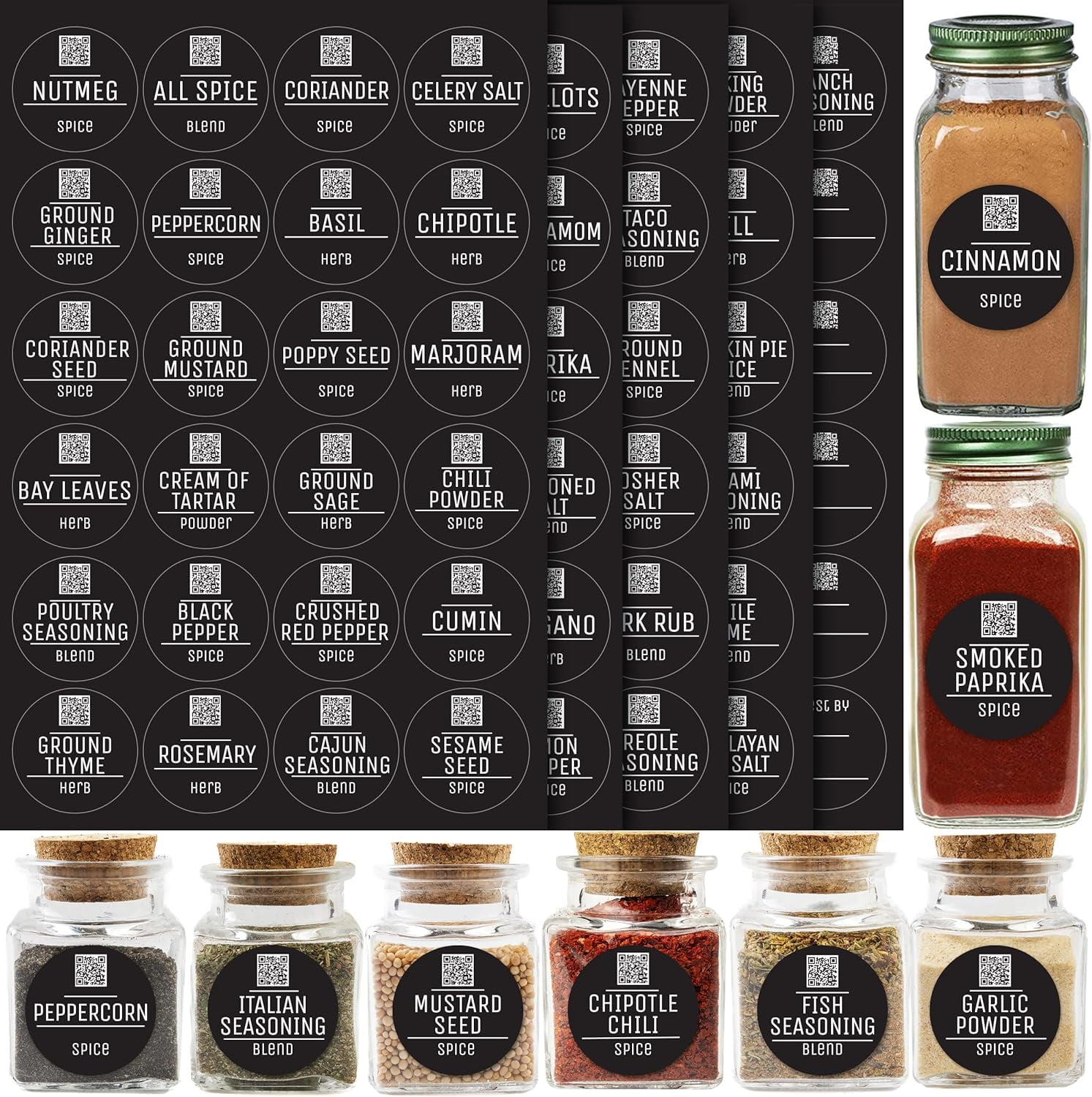 Spices Jar Labels Preprinted - 120 pcs Minimalist Spice Labels Stickers ...