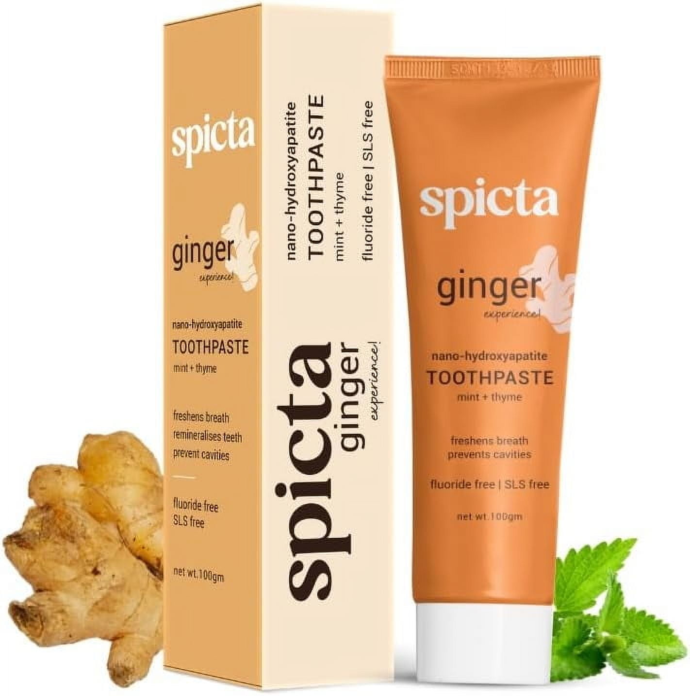 Spicta Ginger Mint Toothpaste with Thyme, SLS,Paraben Free Freshens ...