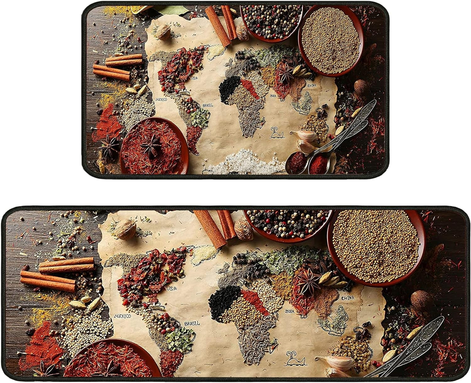 Spicy Art Kitchen Mats for Floor Sets of 2, Anti Fatigue Peppers ...
