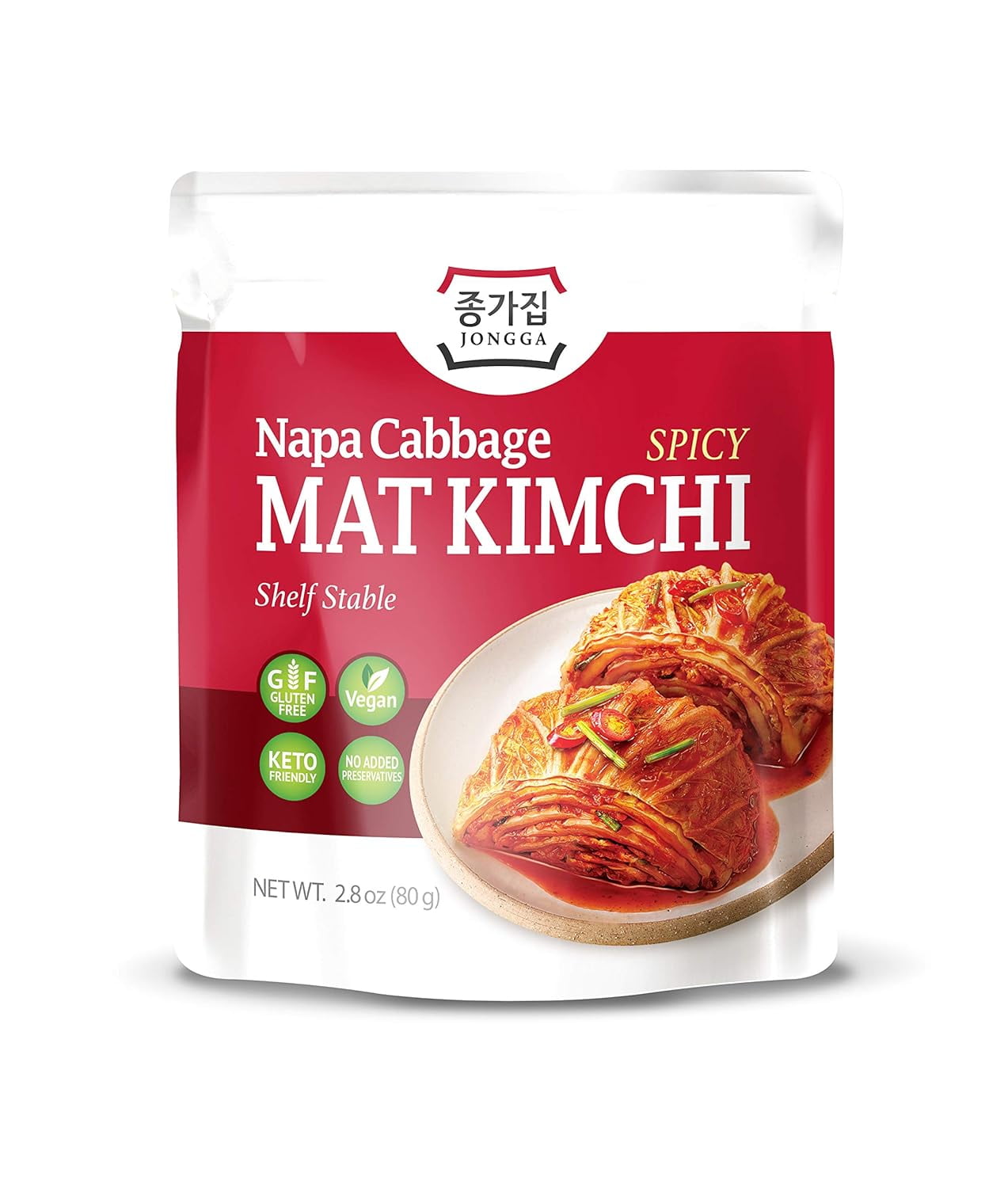 Spicy Cabbage Kimchi (Pack of 8), Shelf Stable Mat Kimchi, Spicy Korean ...