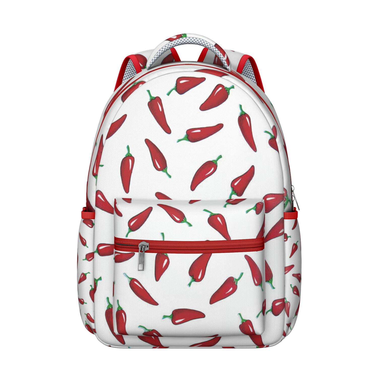 Spicy Chili Peppers Students Backpack Cute Red Chili Pattern School Bag ...