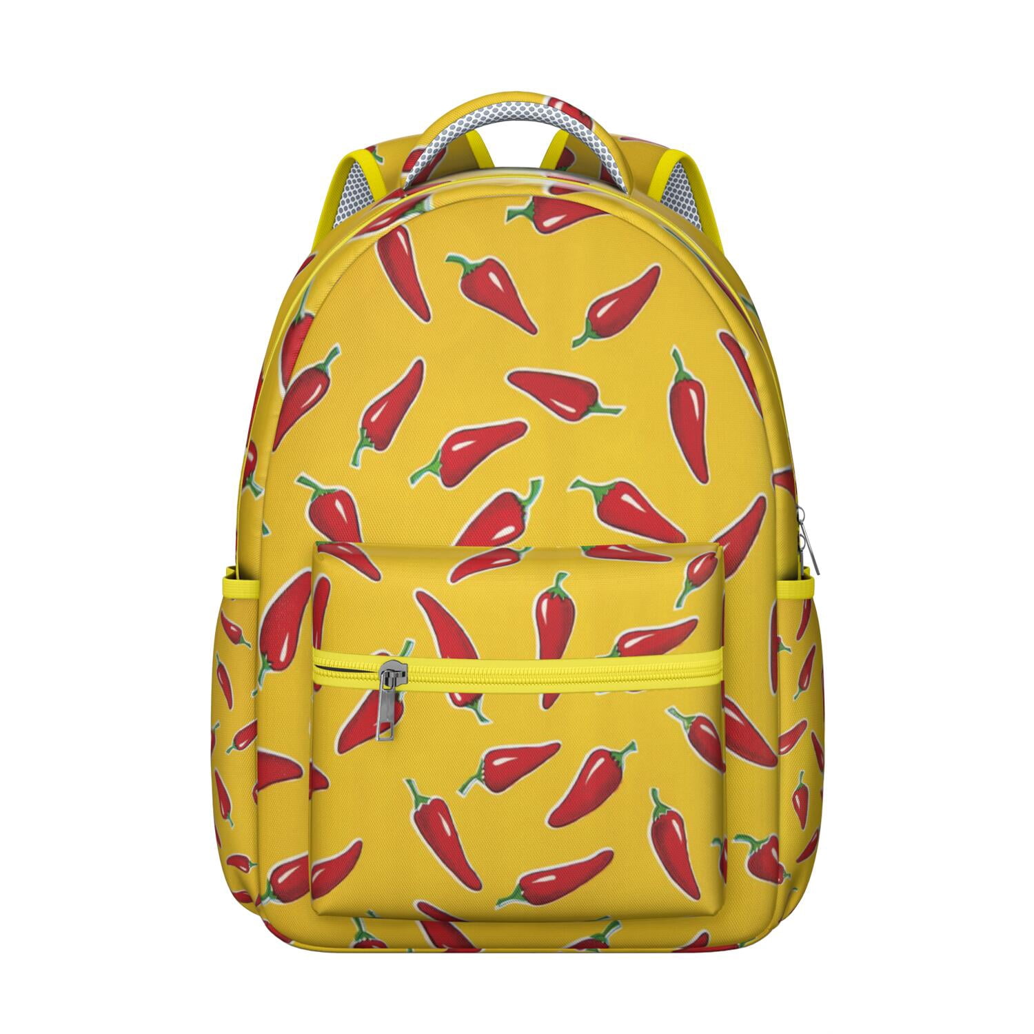 Spicy Chili Peppers Students Backpack Cute Red Chili Pattern School Bag ...