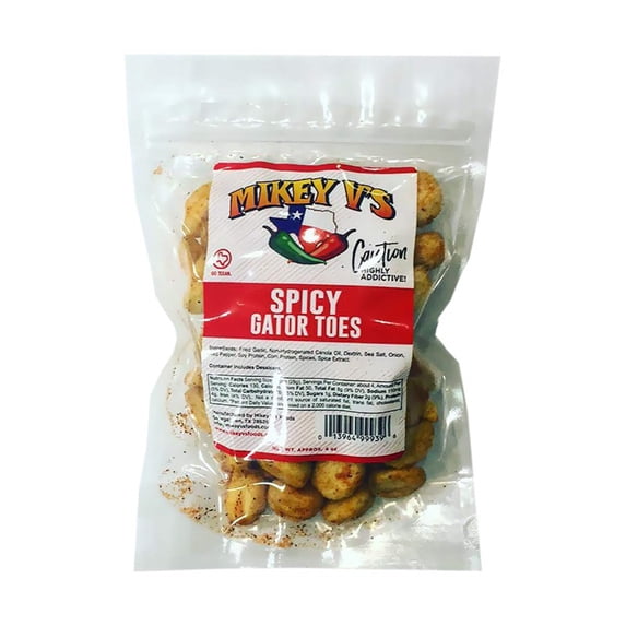 Mikey V's Spicy Gator Toes, 3.9 oz Snack Bag, Deep Fried Garlic Cloves ...