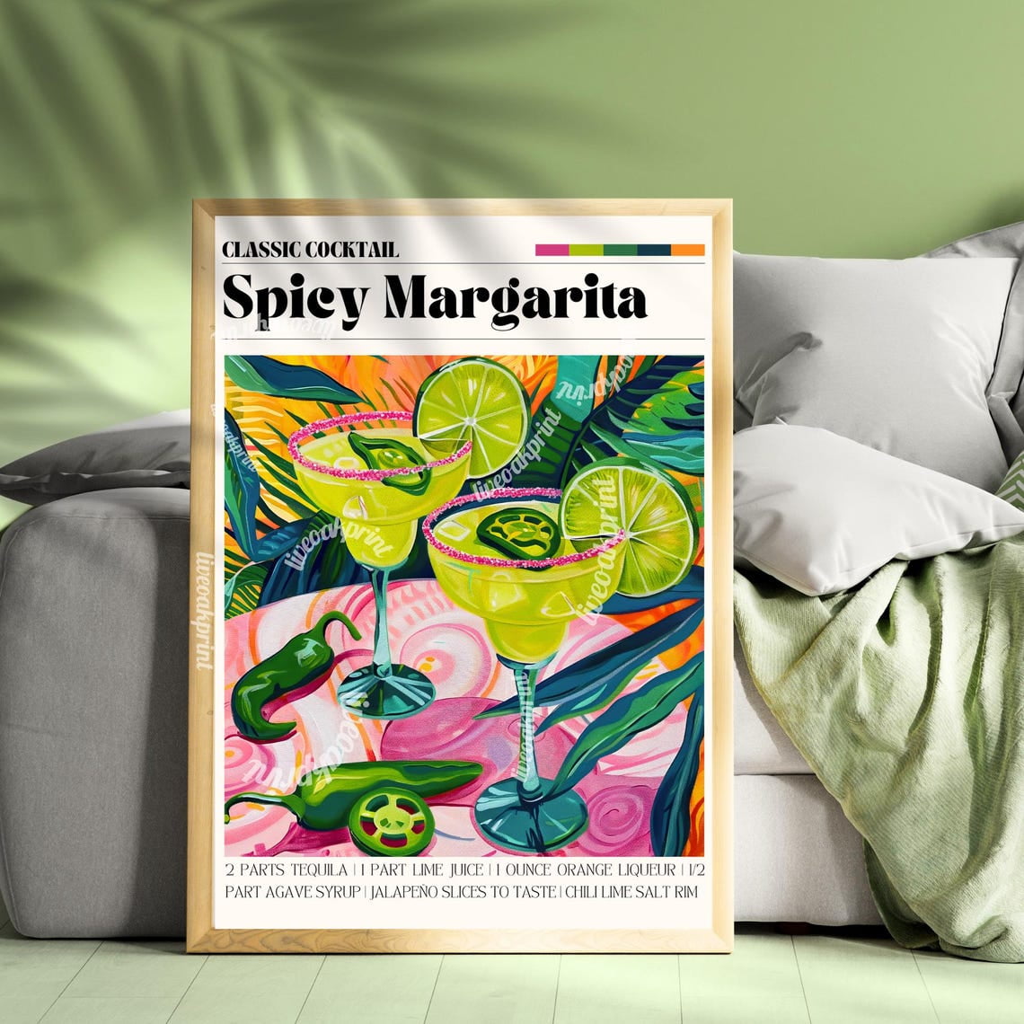 Spicy Margarita Print - Spicy Margarita Cocktail Wall Art - Cute Bar ...