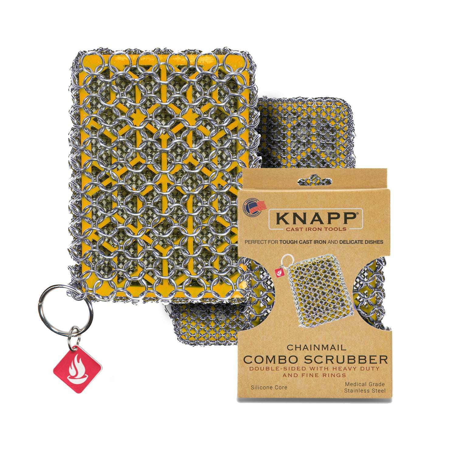 Knapp Made Combo Chainmail Cast Iron Scrubber with Silicone Core ...