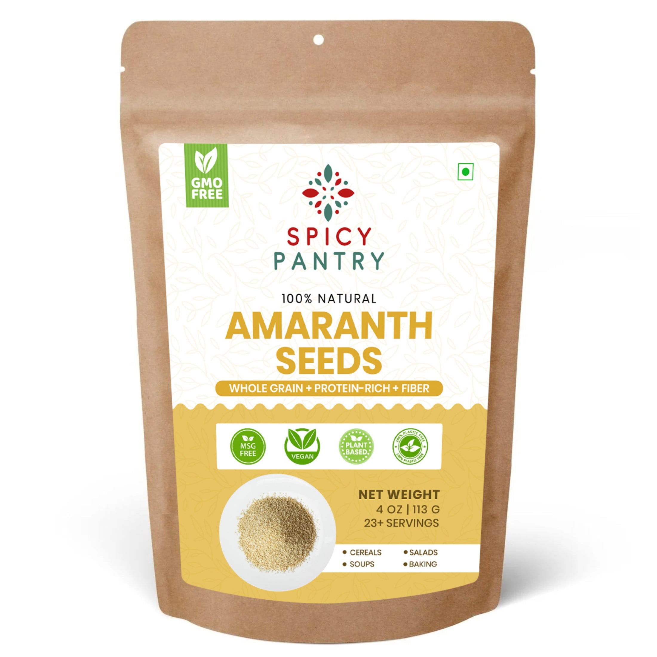 Spicy Pantry Whole Amaranth Seeds – 100% Natural, Resealable Bag (4oz ...