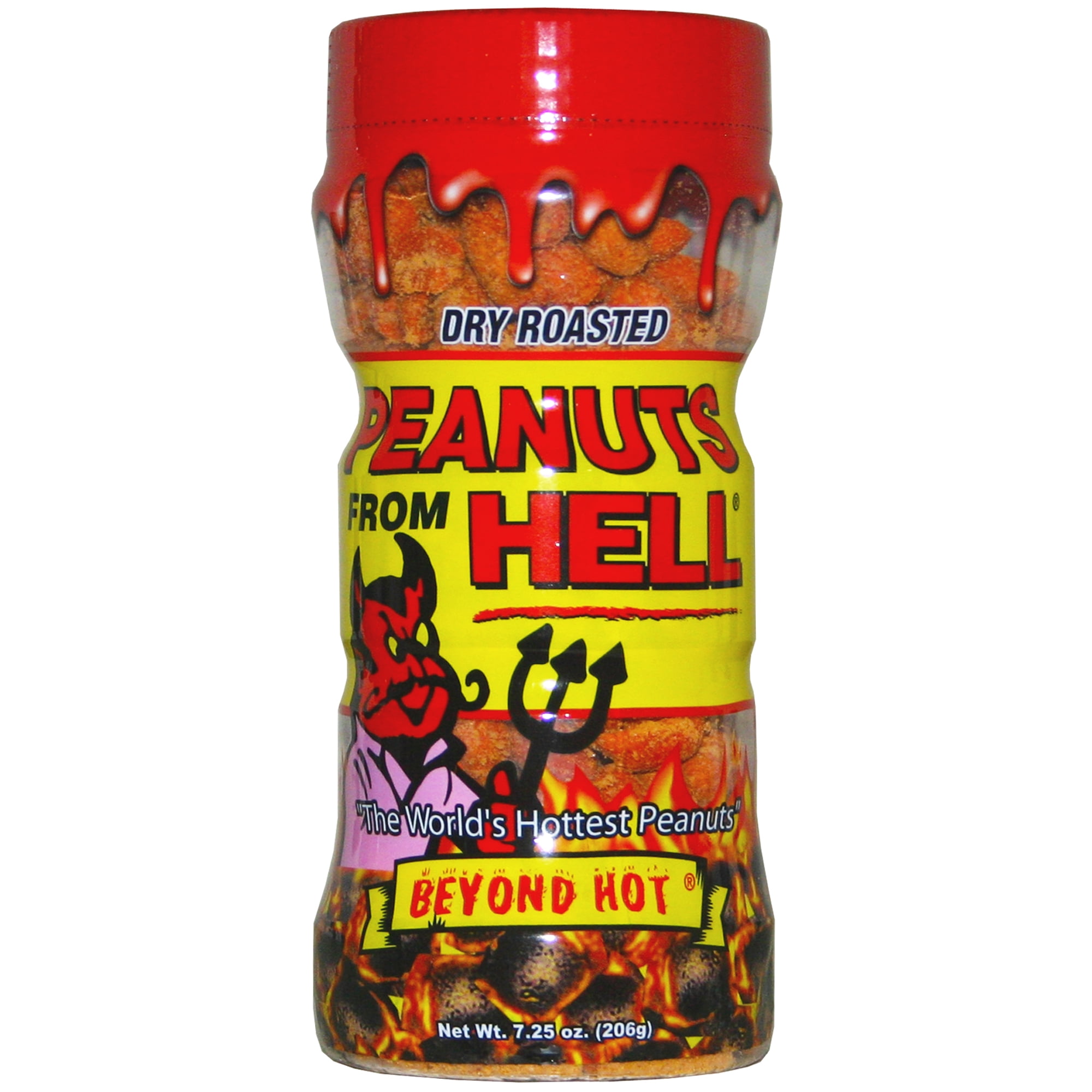 Spicy Peanuts from Hell - 7.25 oz Jar - Gourmet Hot Snack with Habanero ...