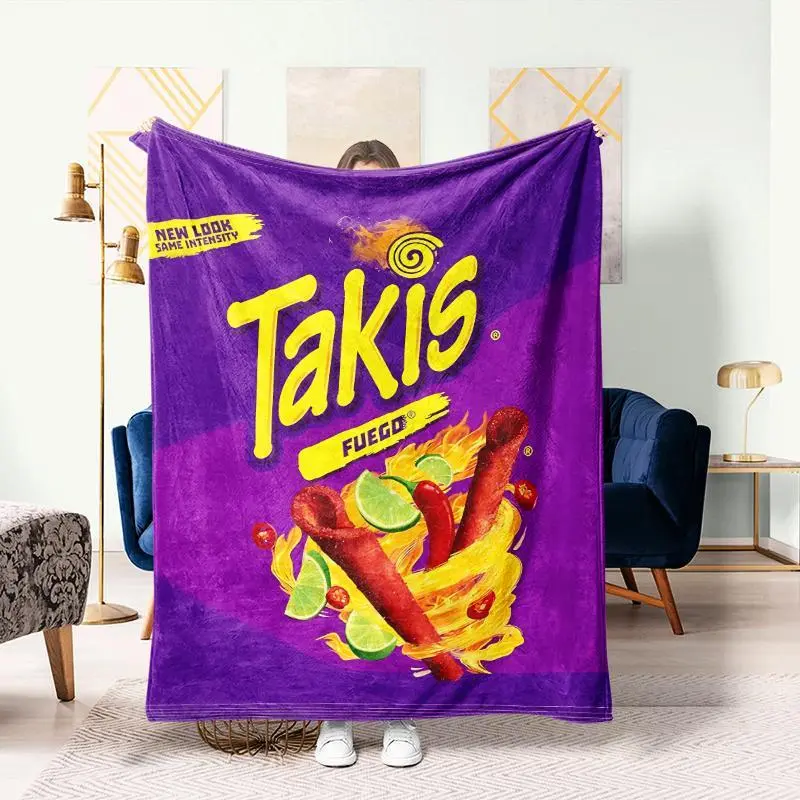 Spicy Rolled Snack Flannel Throw Blanket, Bold Food-Inspired Graphic ...