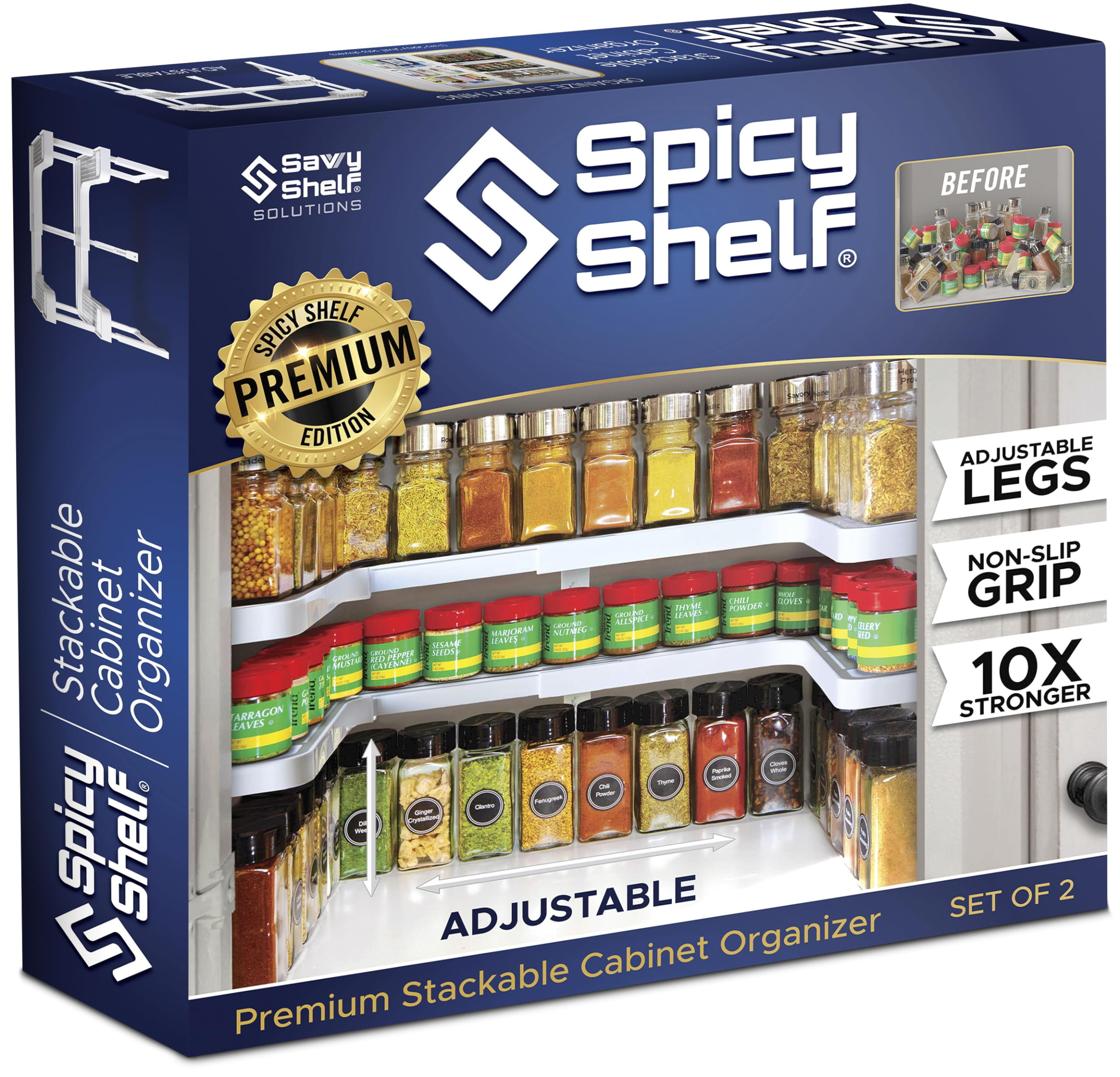 Spicy Shelf 3.0 - Expandable 2 Tiered Spice Rack Organizer for Cabinet ...