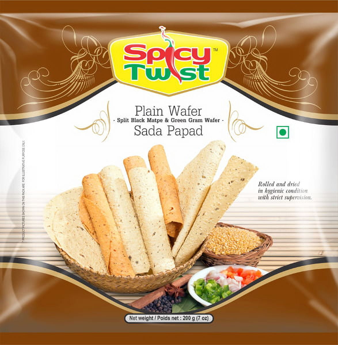 Spicy Twist - Plain Wafer (Split Black Matpe & Green Gram Wafer) Sada ...