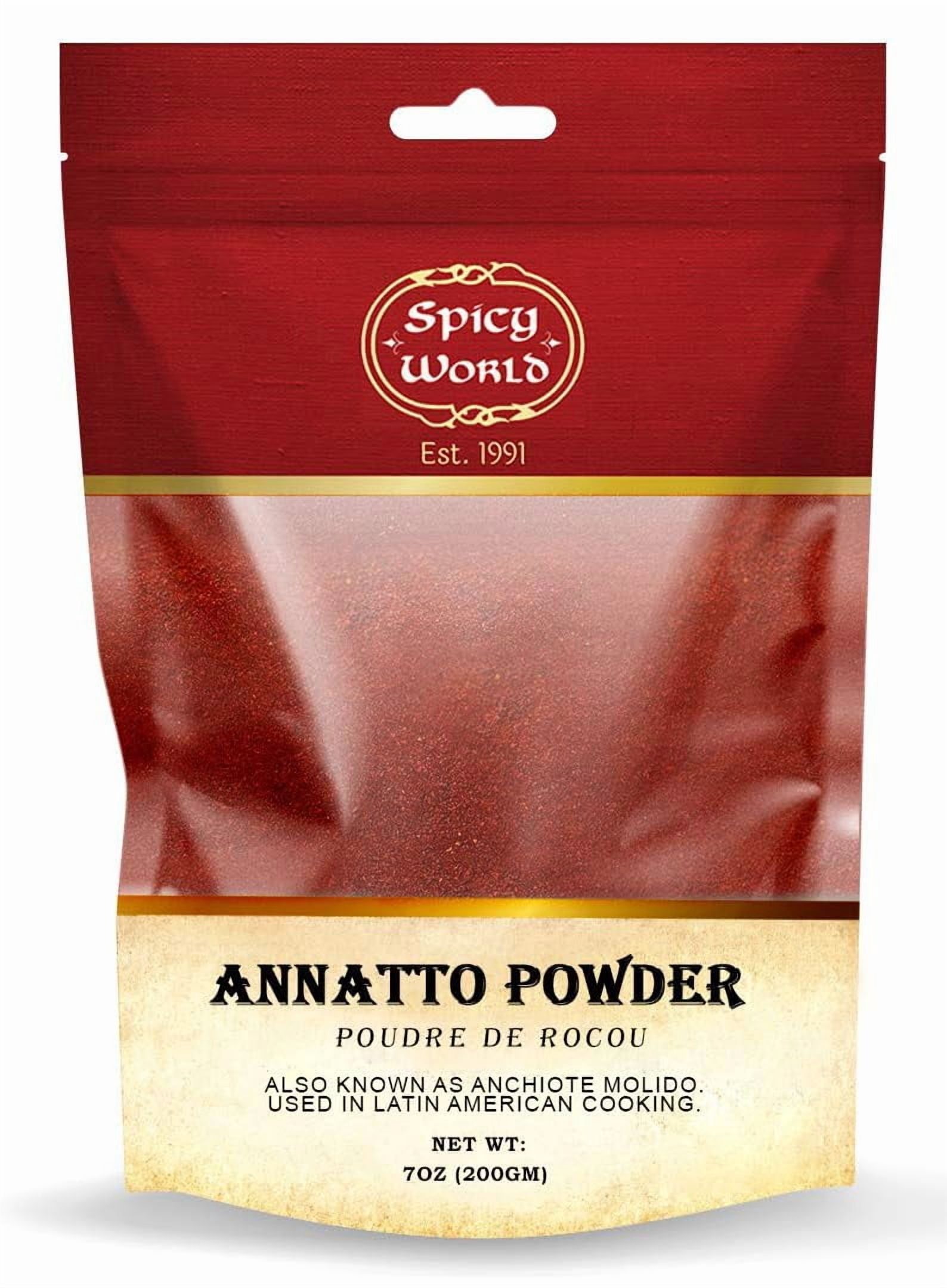 Spicy World Annatto Powder DEF29 7 Oz Bag - Premium Ground Annatto Seed ...
