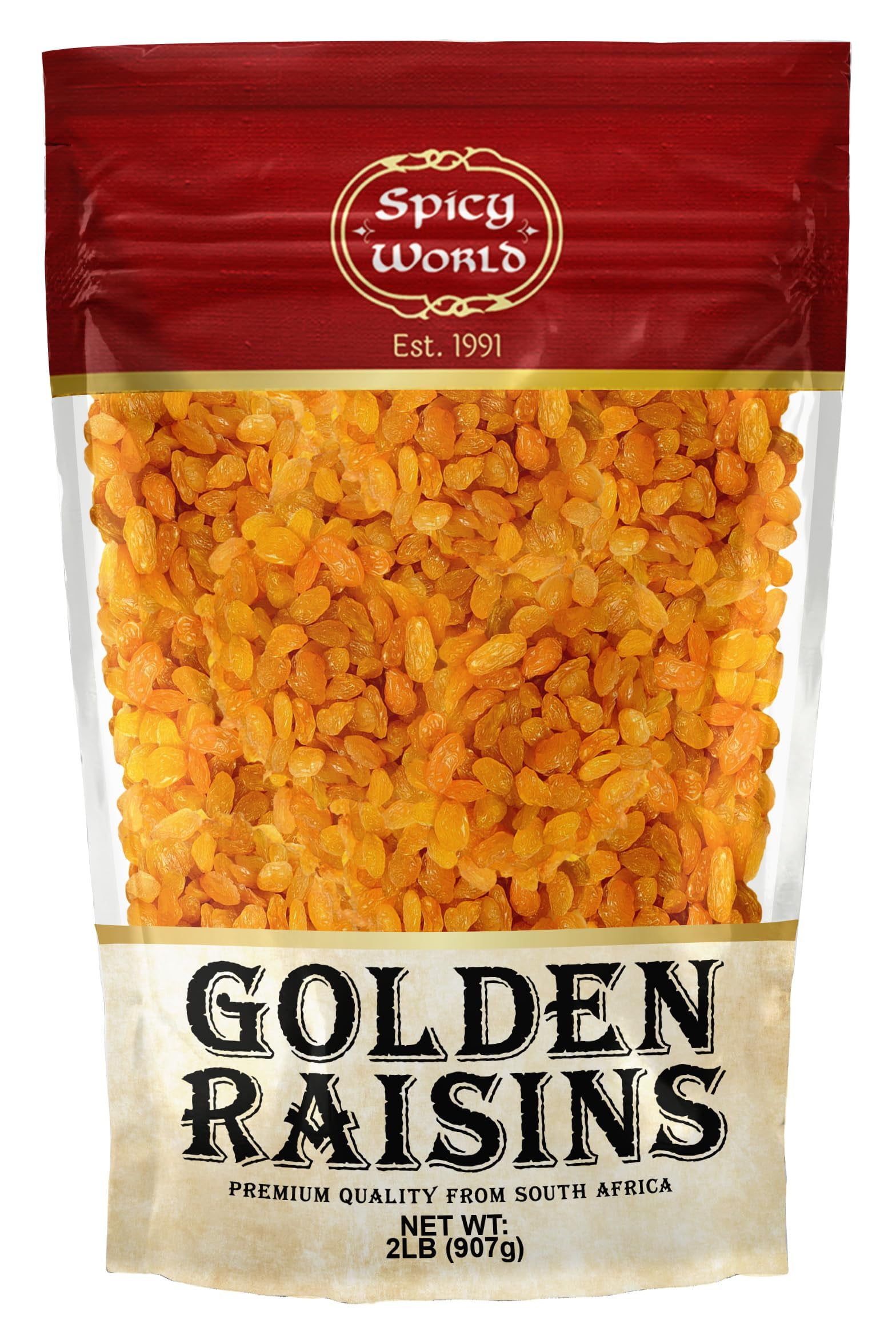 Spicy World Golden Raisins DPF11 2 LB Bulk Bag - Seedless Sultanas from South Africa ...