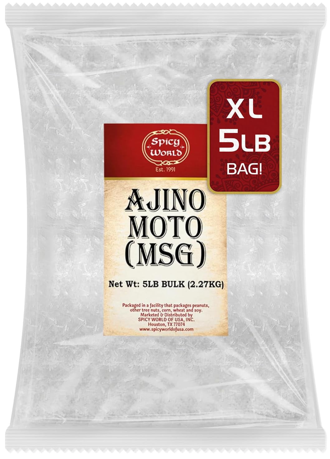 Spicy World MSG FEV6 5 Pound Bulk Bag - Flavor Enhancer, Monosodium ...