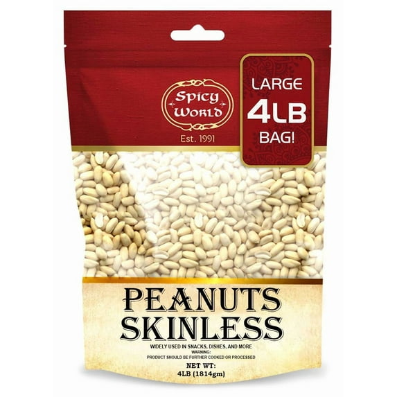 Spicy World Skinless Peanuts, VTF5 Blanched Raw Peanuts (Uncooked ...