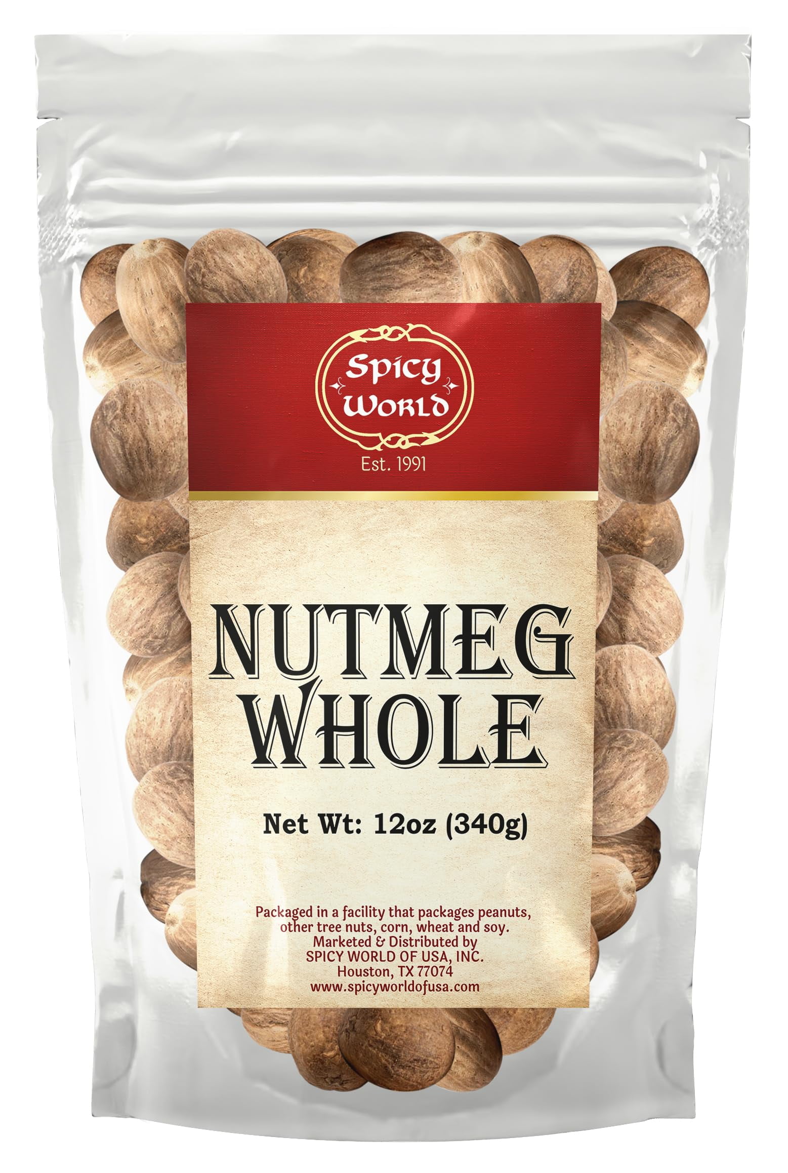 Spicy World Whole Nutmeg KEF28 12 Ounce Bag - 60+ Pieces! - Pure, Non ...