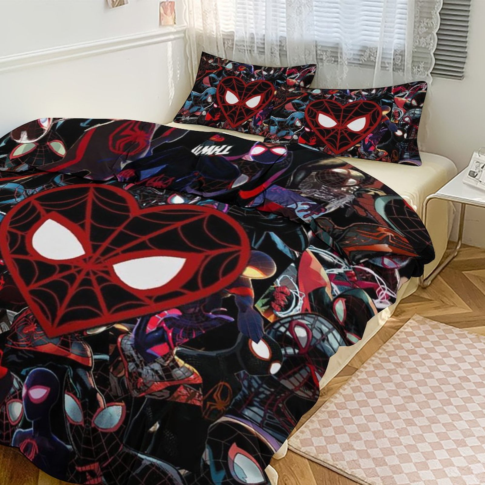 Spid-erman Bedding Set Anime Three-piece for Boys Girls Teens King Spid ...