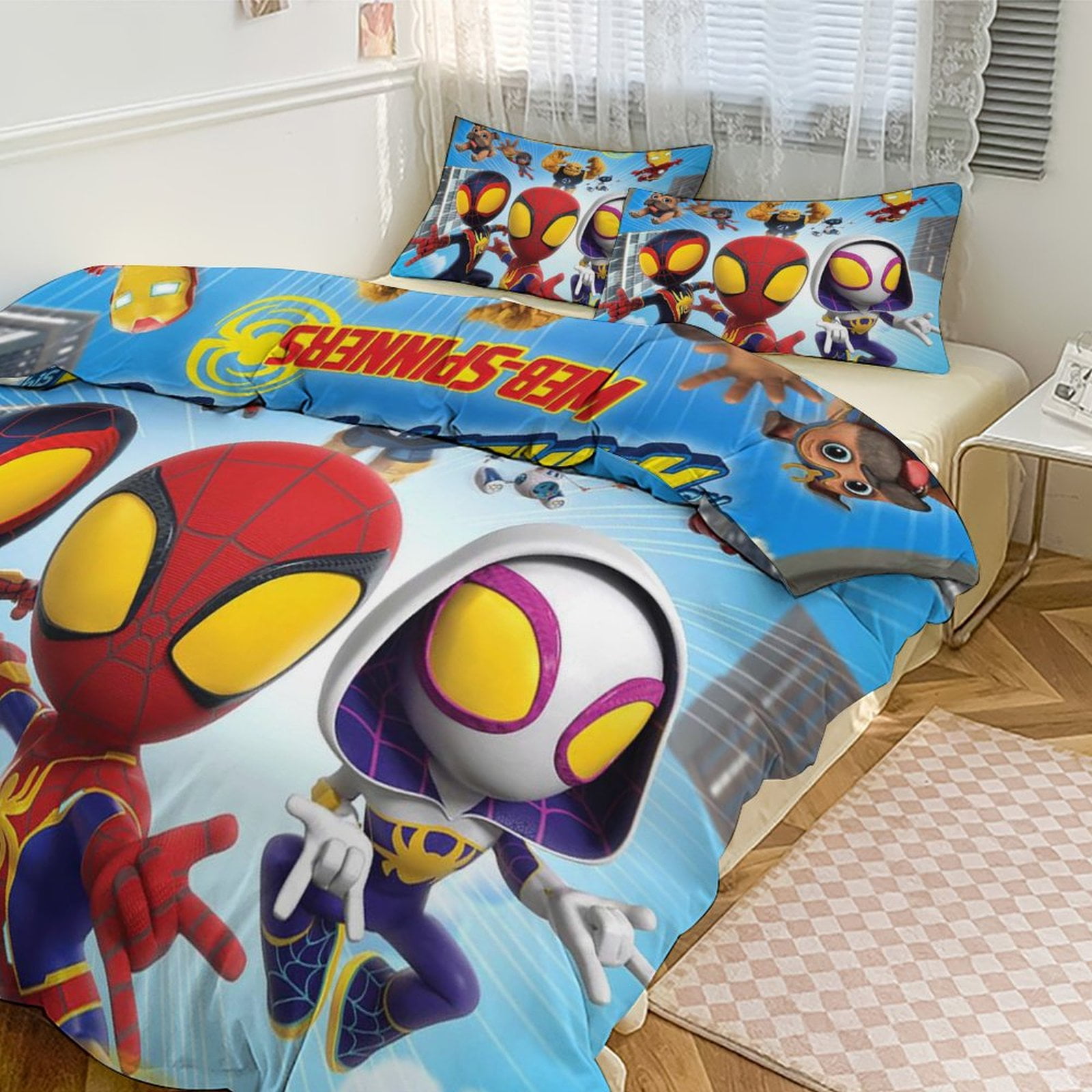 Spid-erman Spidey And His Amazing Friends Bedding Set Anime Three-piece ...