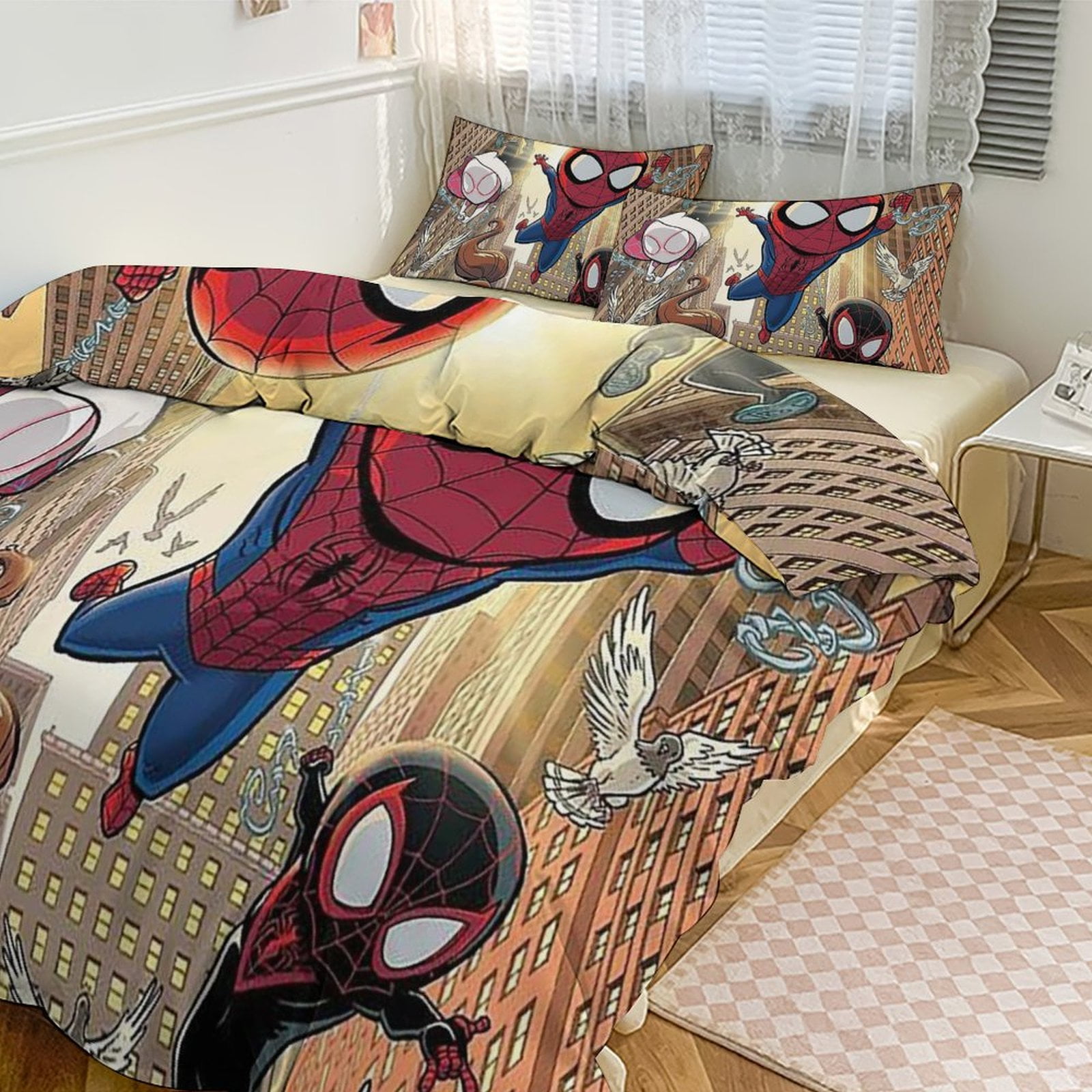 Spid-erman Spidey And His Amazing Friends Bedding Set Anime Three-piece ...