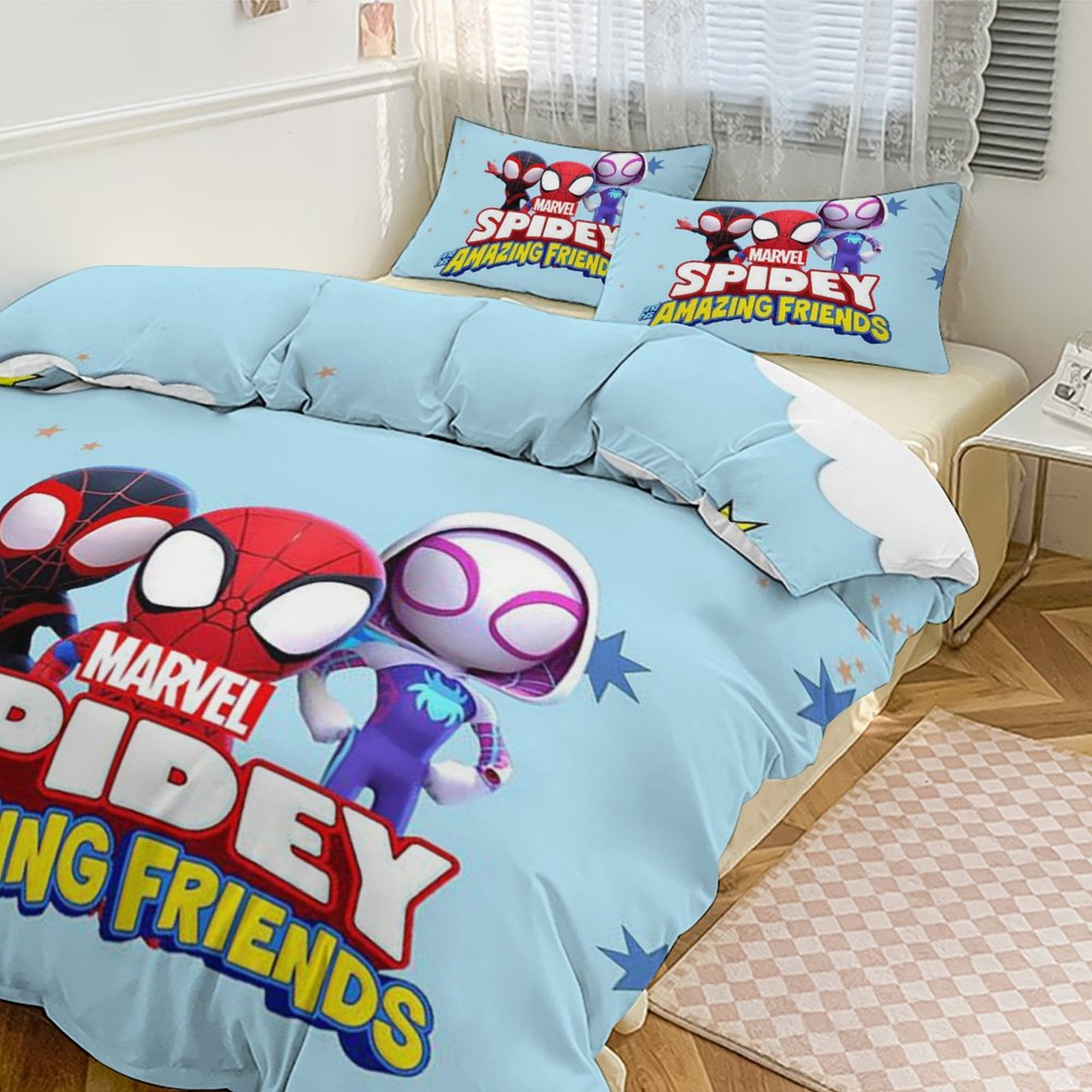 Spid-erman Spidey And His Amazing Friends Bedding Set Anime Three-piece ...