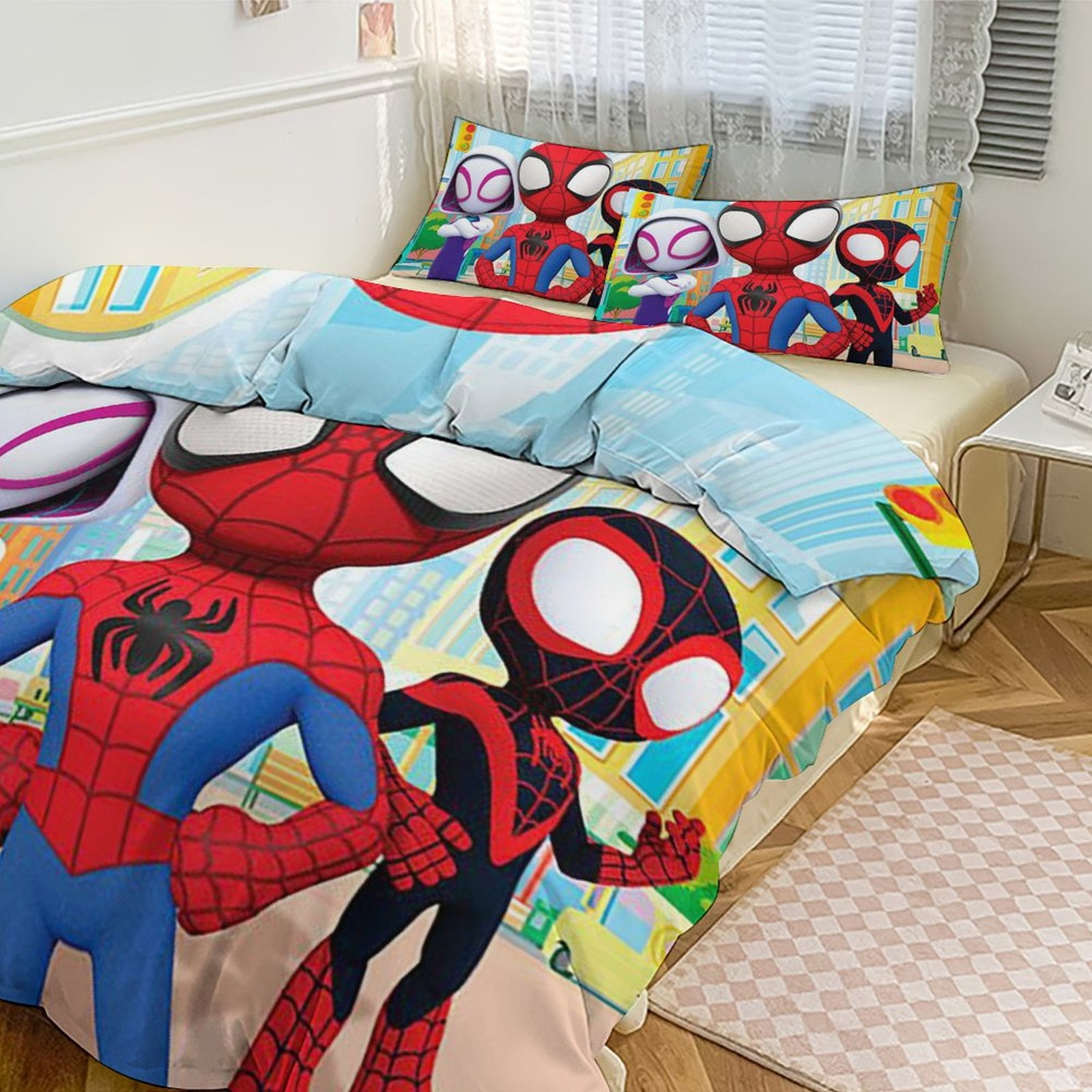 Spid-erman Spidey And His Amazing Friends Bedding Set Anime Three-piece ...