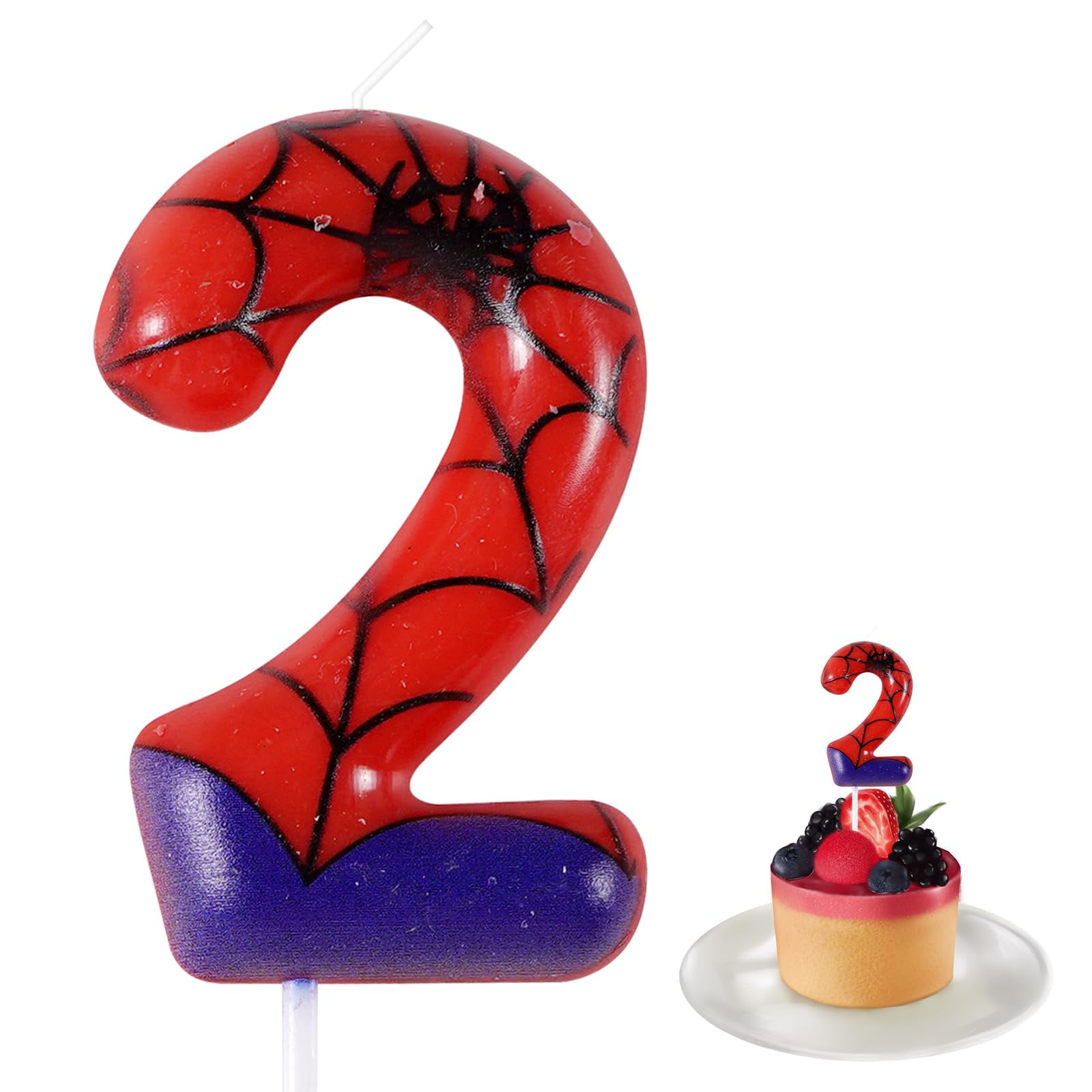 Spider 2nd Birthday Candle, Red Spider Number 2 Cake Candle Birthday ...