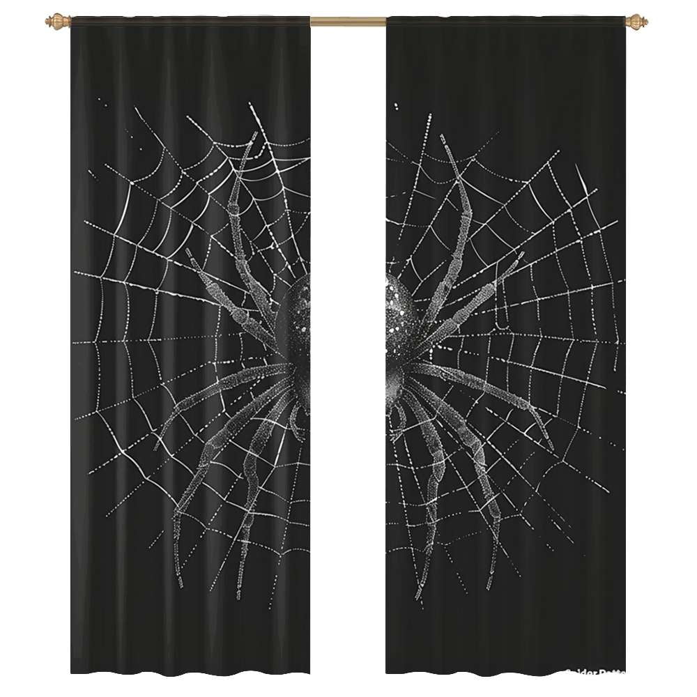 Spider And Spiderweb Sheer Voile Curtain Window Tulle Curtains For ...