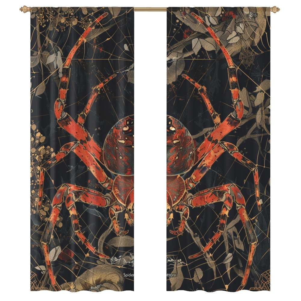 Spider And Spiderweb Sheer Voile Curtain Window Tulle Curtains For ...