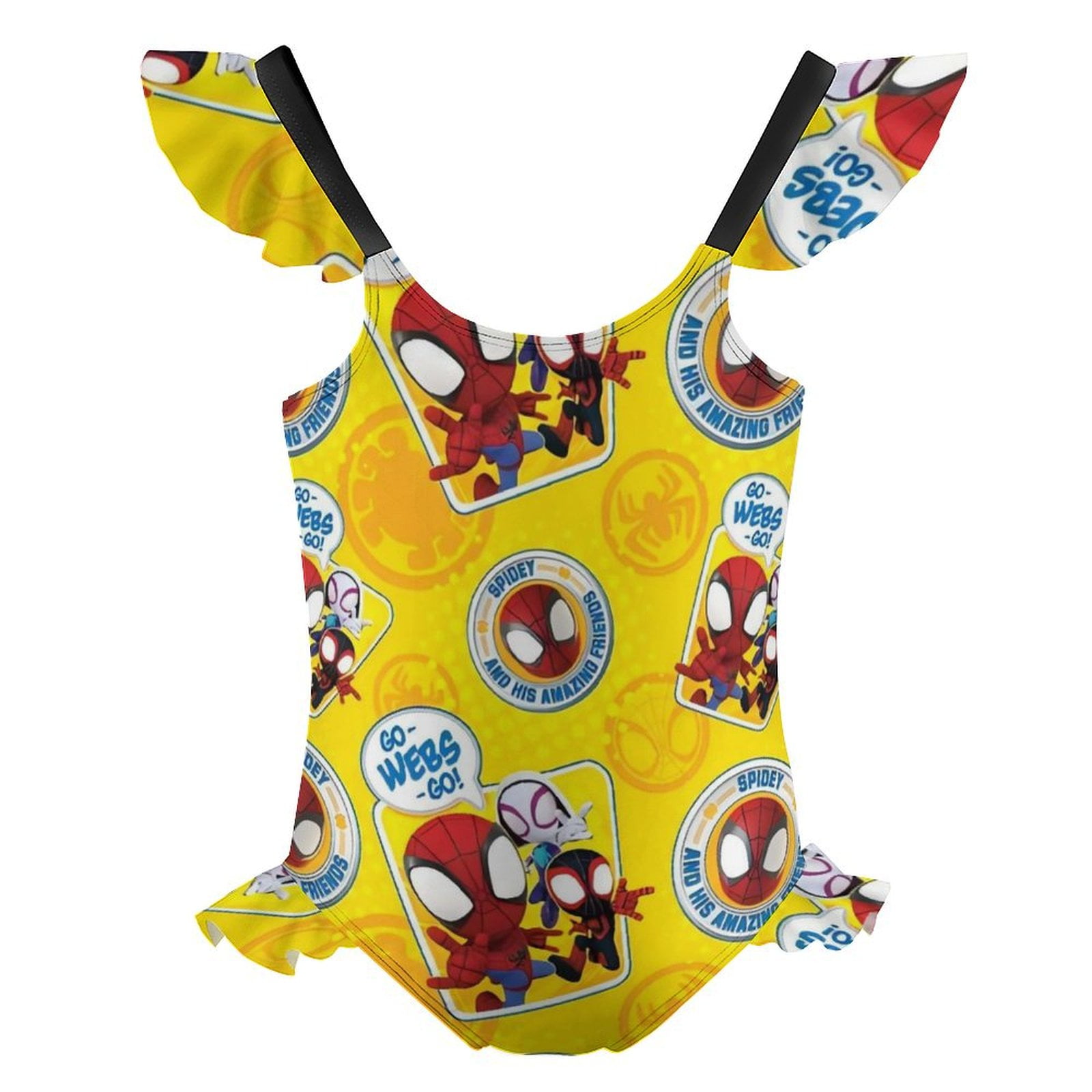 Spider Anime Man Girls One-piece Cute Swimsuit Quick Dry Ruffles 8-10Y ...
