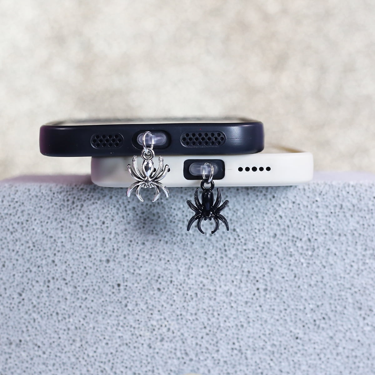 Spider Black Silver Phone Dust Plug Hanging Accessories For Iphone For ...