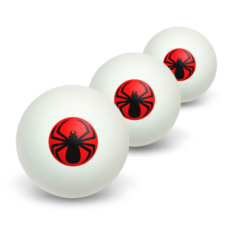 Spider Black on Red Novelty Table Tennis Ping Pong Ball 3 Pack ...