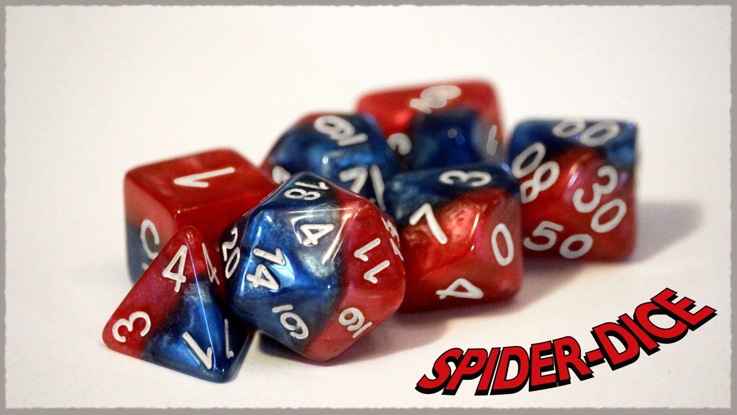 Spider Dice Halfsies Dice - 7 die polyhedral dice Set - Spider Red ...