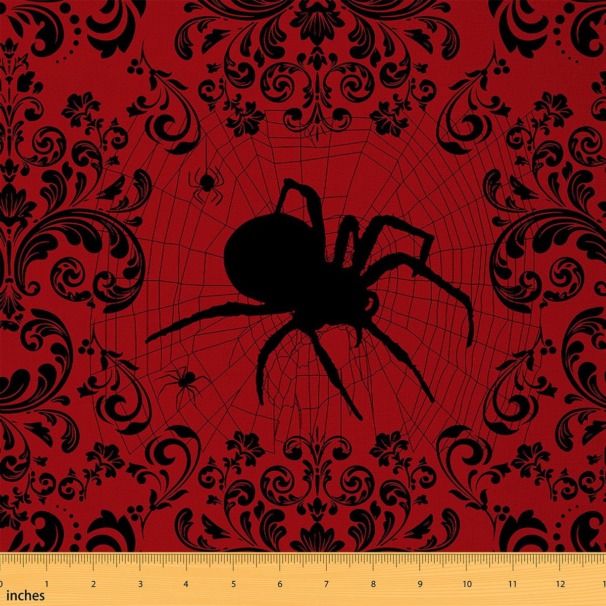 Spider Fabric By The Yard,Spider Web Damask Upholstery Fabric,Halloween ...